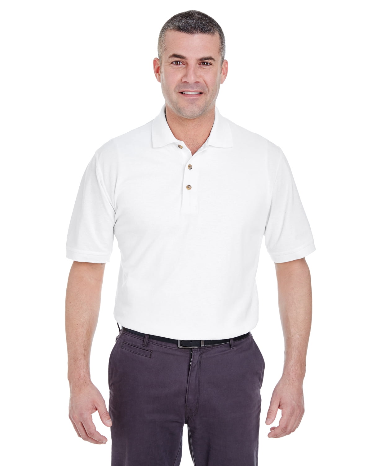 UltraClub 8535 Men's Classic Pique Polo, WHITE, XL, Pack 10, Mens Polo ...