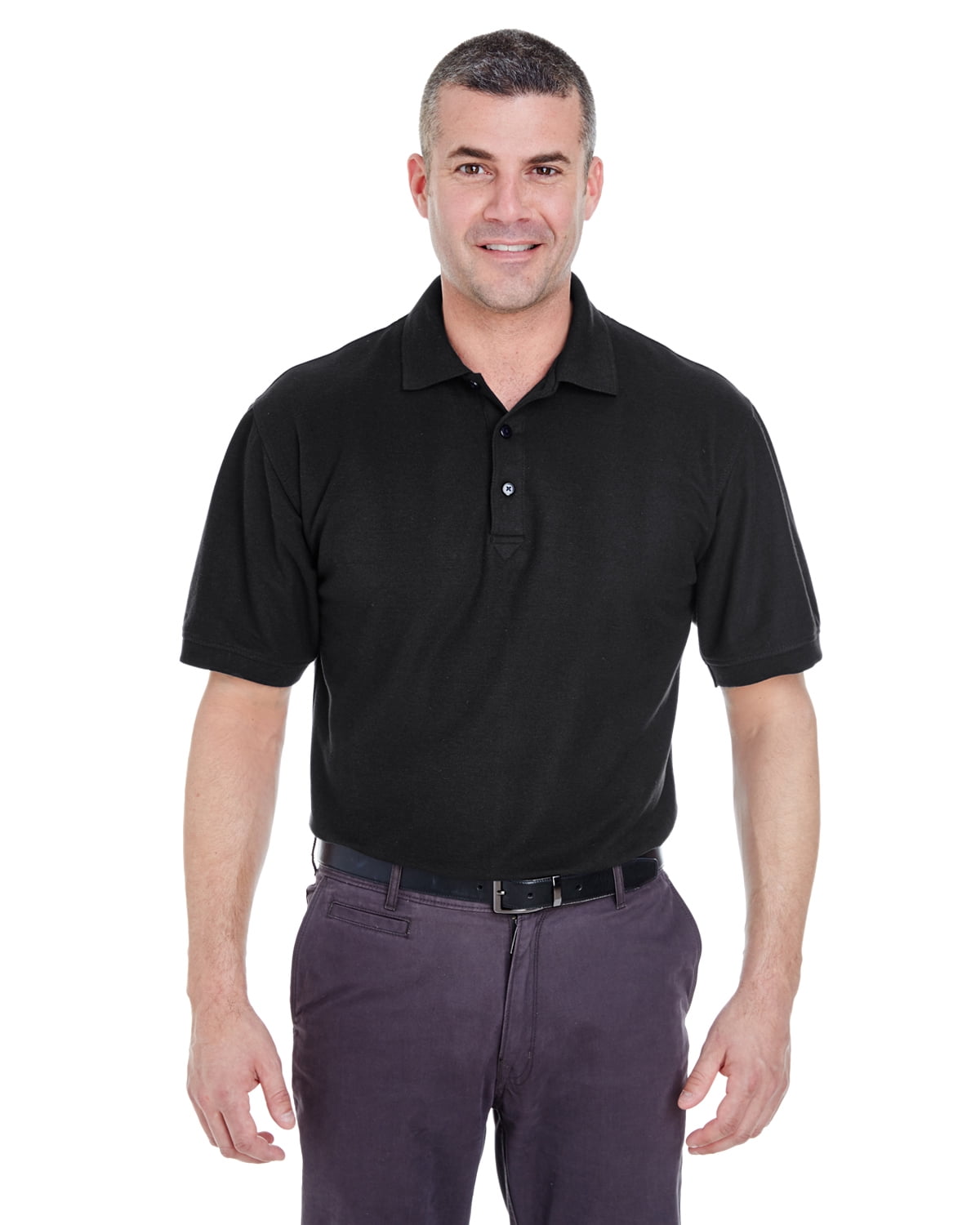 UltraClub 8540 Men's Whisper Piqué Polo, BLACK, XL, Pack 10, Mens Polo ...