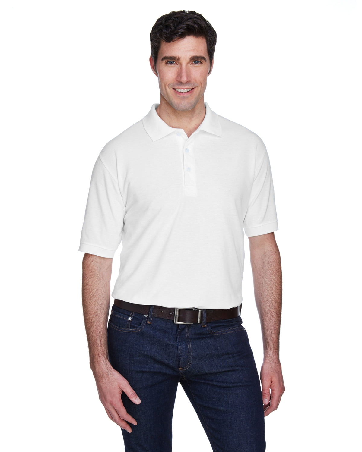 UltraClub 8540 Men's Whisper Piqué Polo, WHITE, 3XL, Pack 3, Mens Polo ...