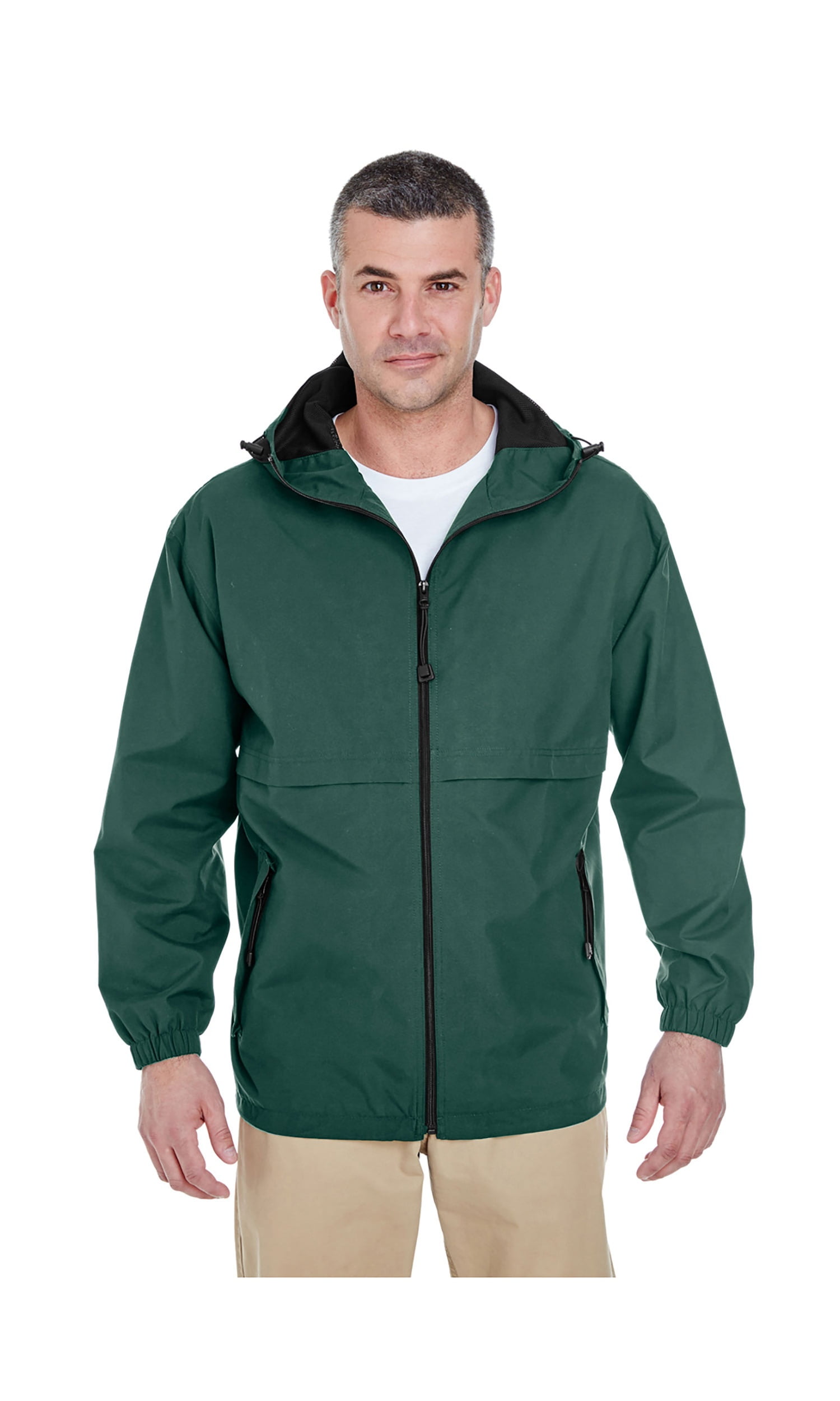 Ultraclub 8908 Adult Microfiber Full-Zip Hooded Jacket - Walmart.com