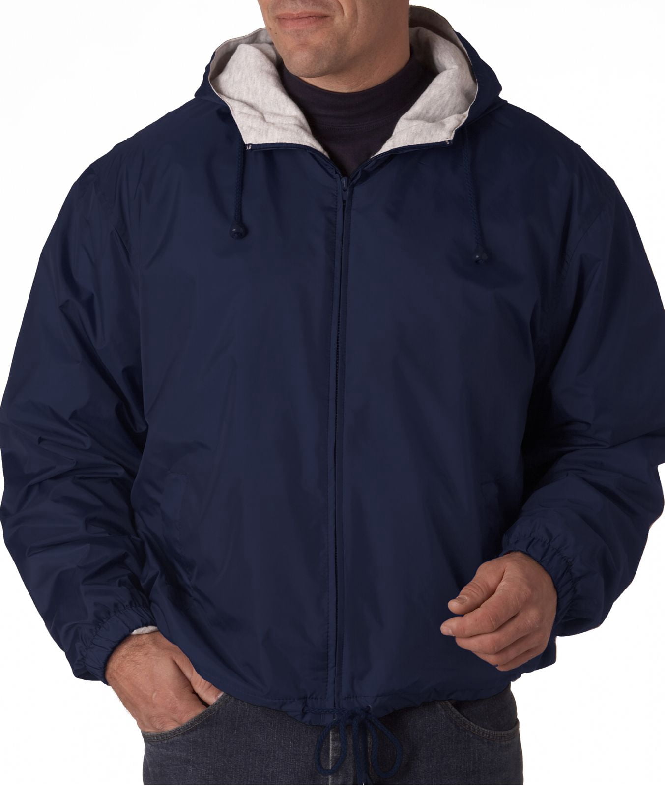 UltraClub Adult Fleece-Lined Hooded Jacket 8915, Breathable, Water- and ...
