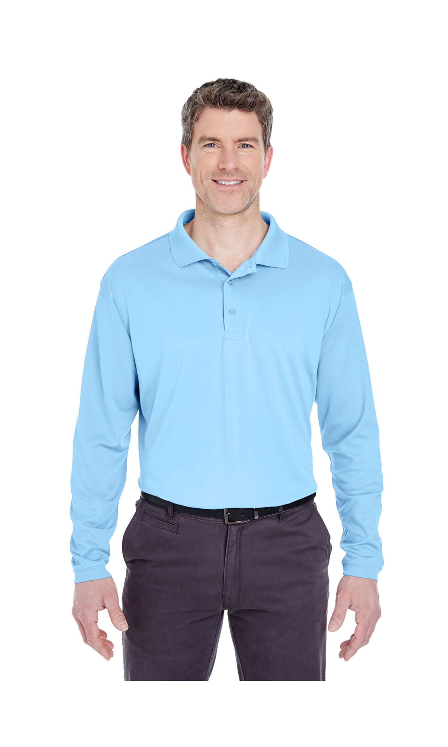 Ultraclub Cool & Dry Sport Long-Sleeve Polo (8405Ls) - Walmart.com