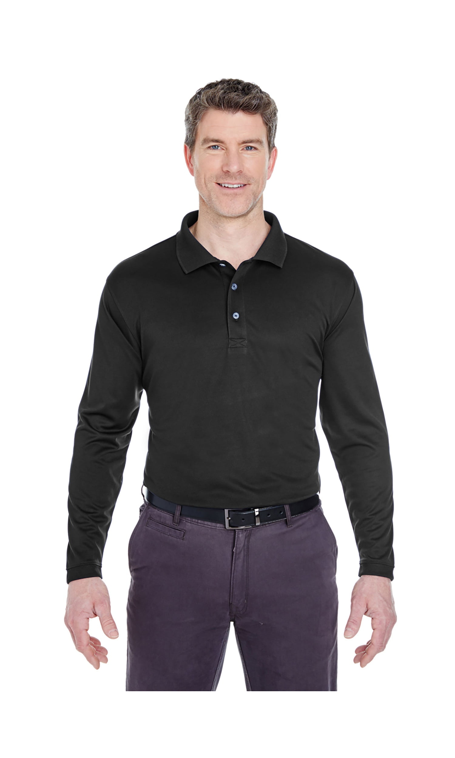 Ultraclub Cool & Dry Sport Long-Sleeve Polo (8405Ls) - Walmart.com