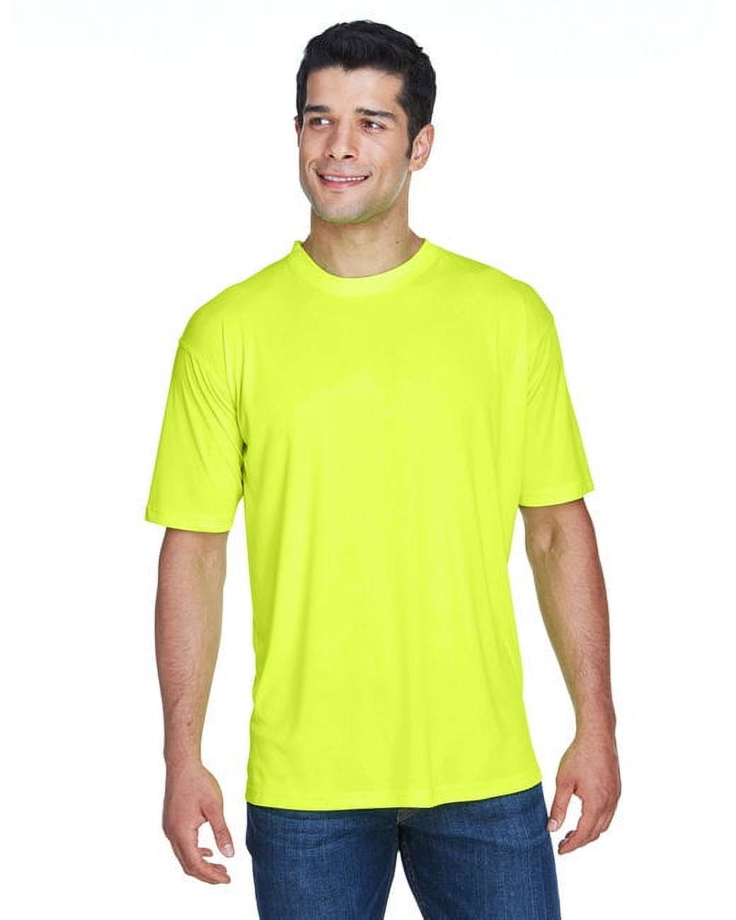 Ultraclub Men's Cool & Dry Sport Interlock T-Shirt, Bright Yellow ...