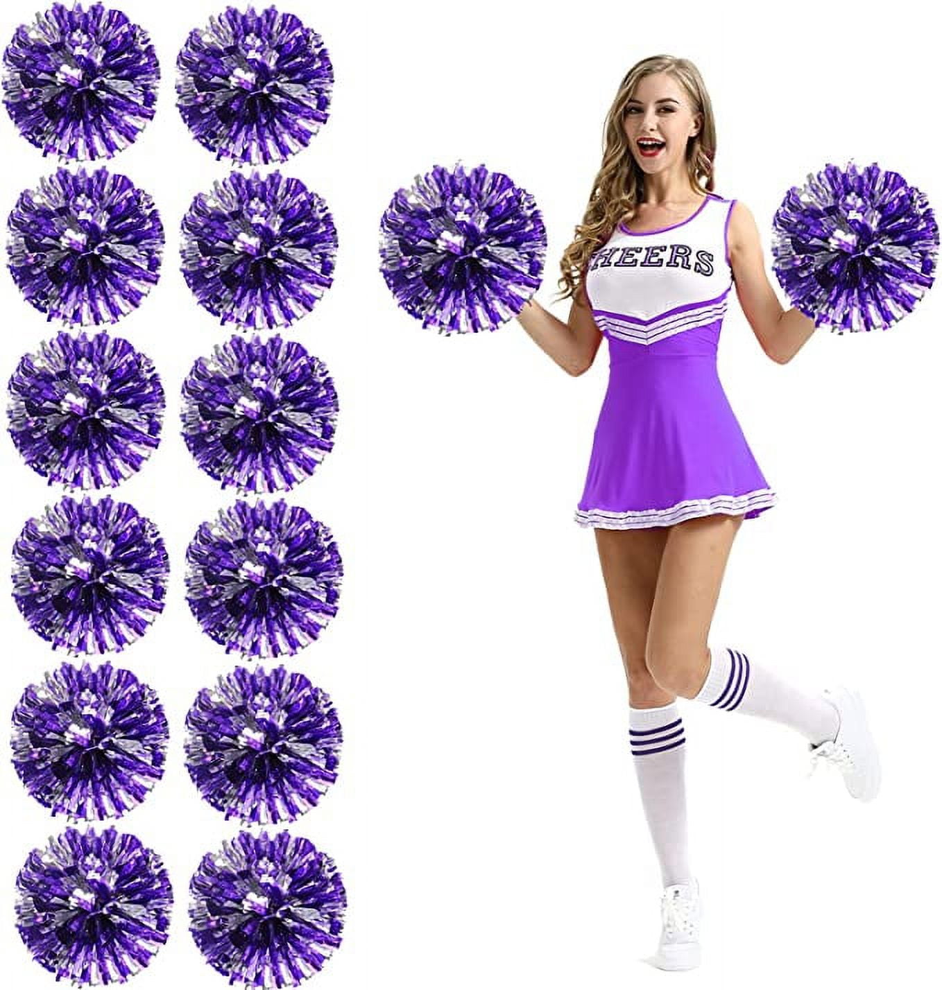 Ultrafun 12Pcs Cheerleading Pom Poms with Finger Holes Metallic Foil ...