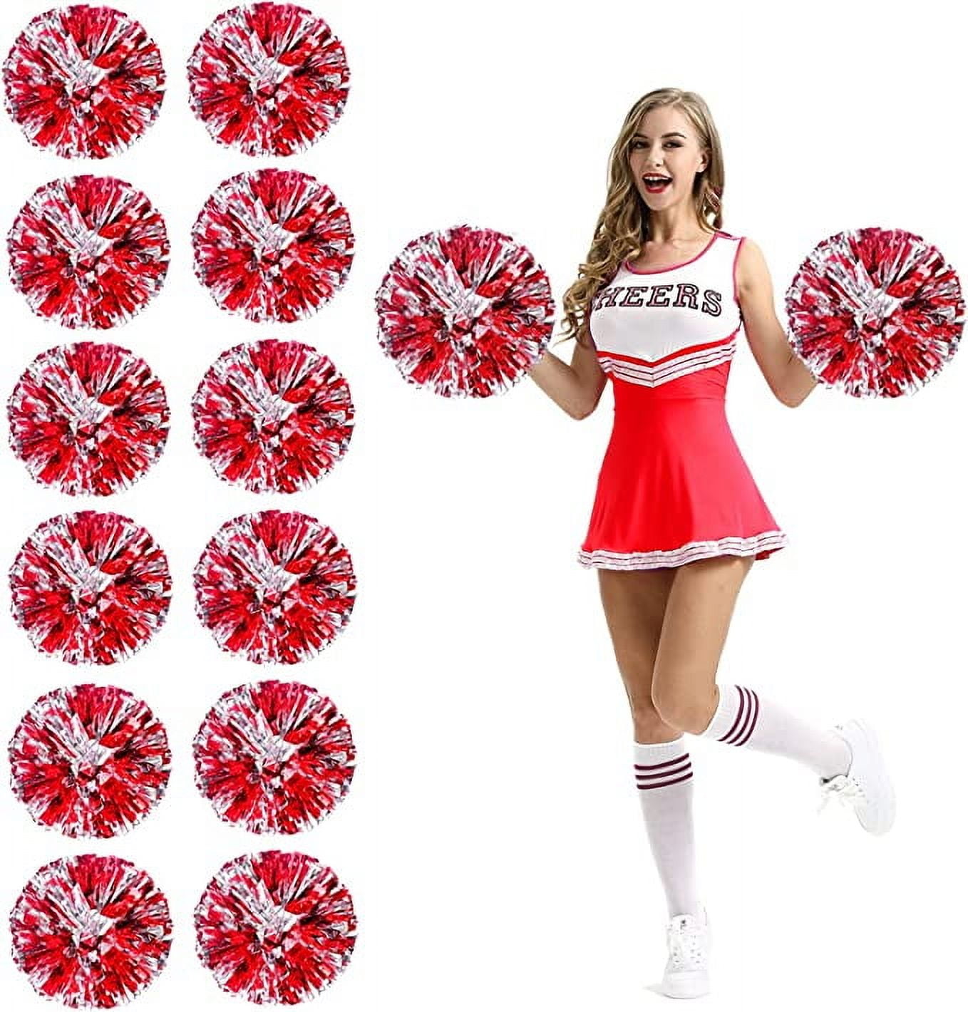 Ultrafun 12Pcs Cheerleading Pom Poms with Finger Holes Metallic Foil ...