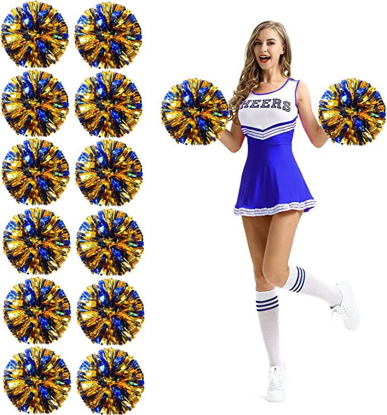 Ultrafun 12Pcs Cheerleading Pom Poms with Finger Holes Metallic Foil ...