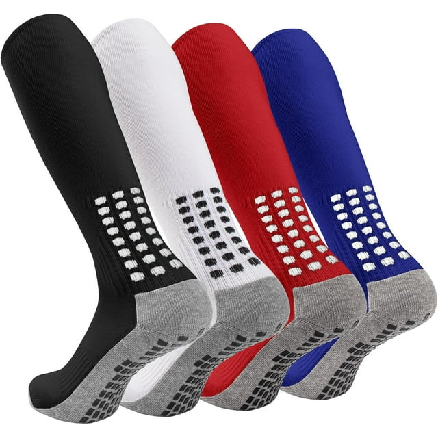 Ultrafun 4 Pairs Soccer Socks Knee High Grip Socks Soccer Non Slip ...