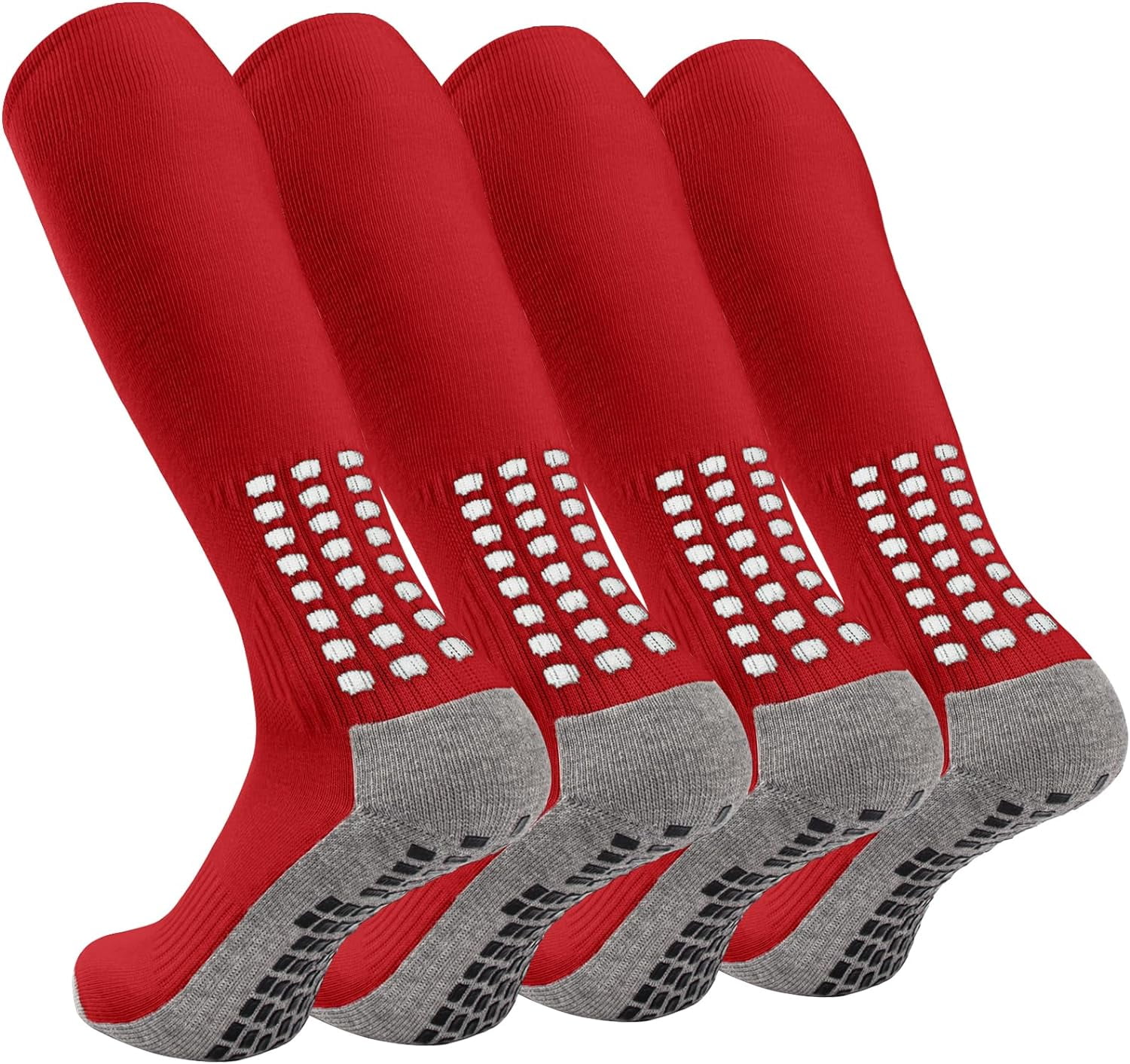 Ultrafun 4 Pairs Soccer Socks Knee High Grip Socks Soccer Non Slip ...
