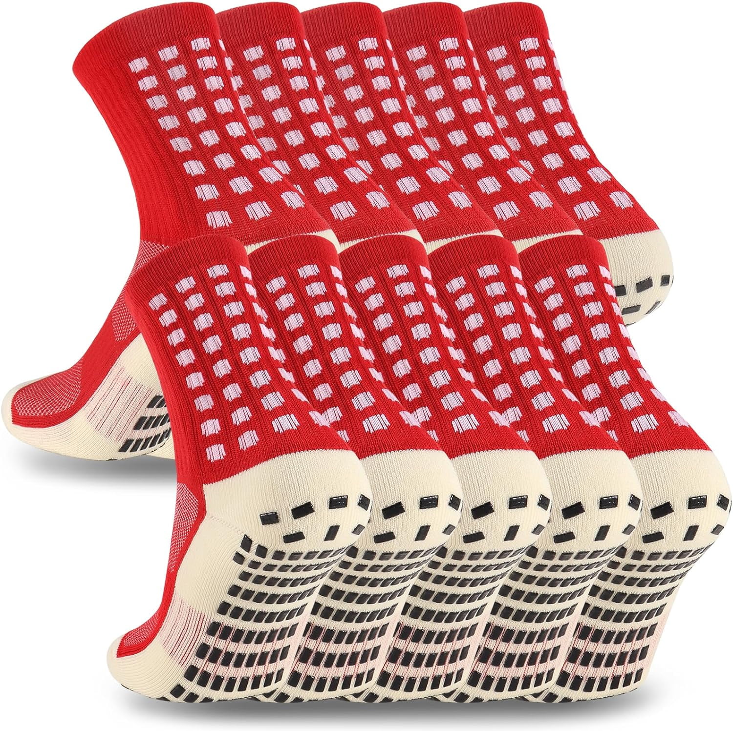 Ultrafun 5 Pairs Men’s Soccer Socks Grip Socks Soccer Cushined Non Slip ...