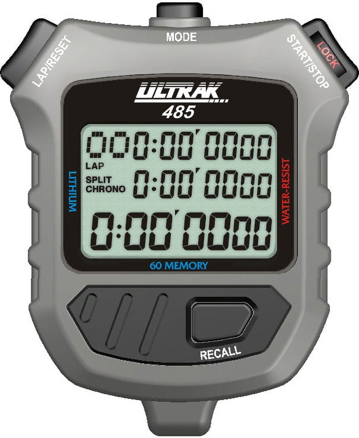 Ultrak 485 - 60 Lap Dual Split Memory Stopwatch Timer with Three Line ...