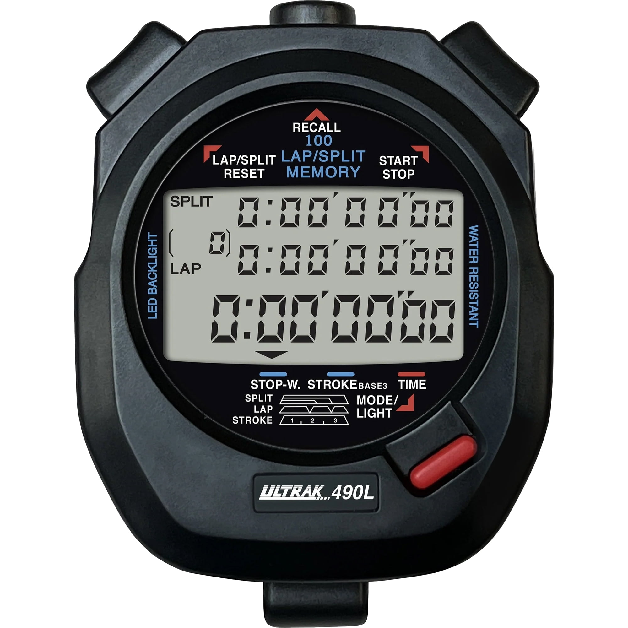 Ultrak 490L LED Backlight 100 Dual Split Memory Stopwatch - Black - Walmart.com