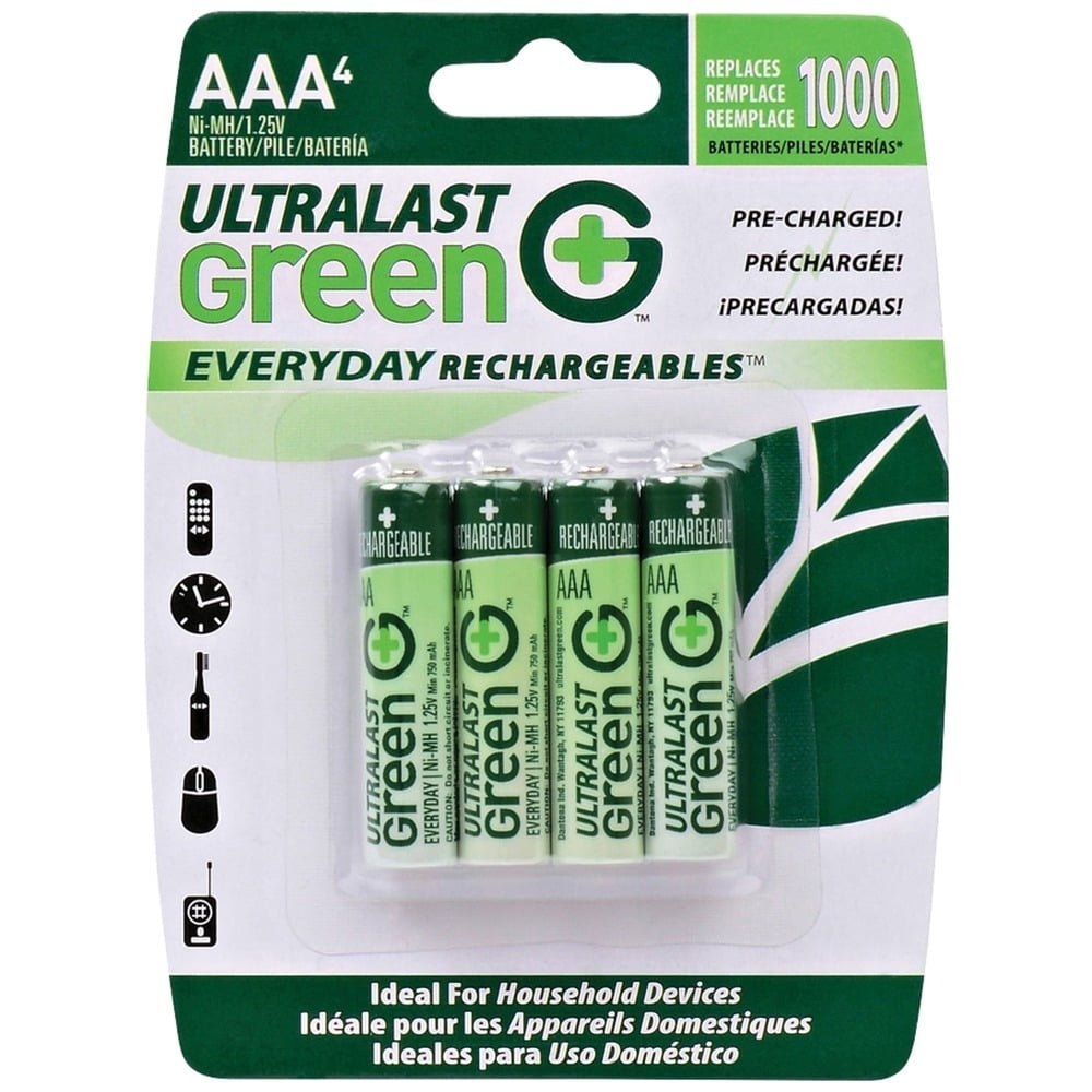 Ultralast Green AAA NiMH Rechargeable Batteries, 4 Pack - Walmart ...