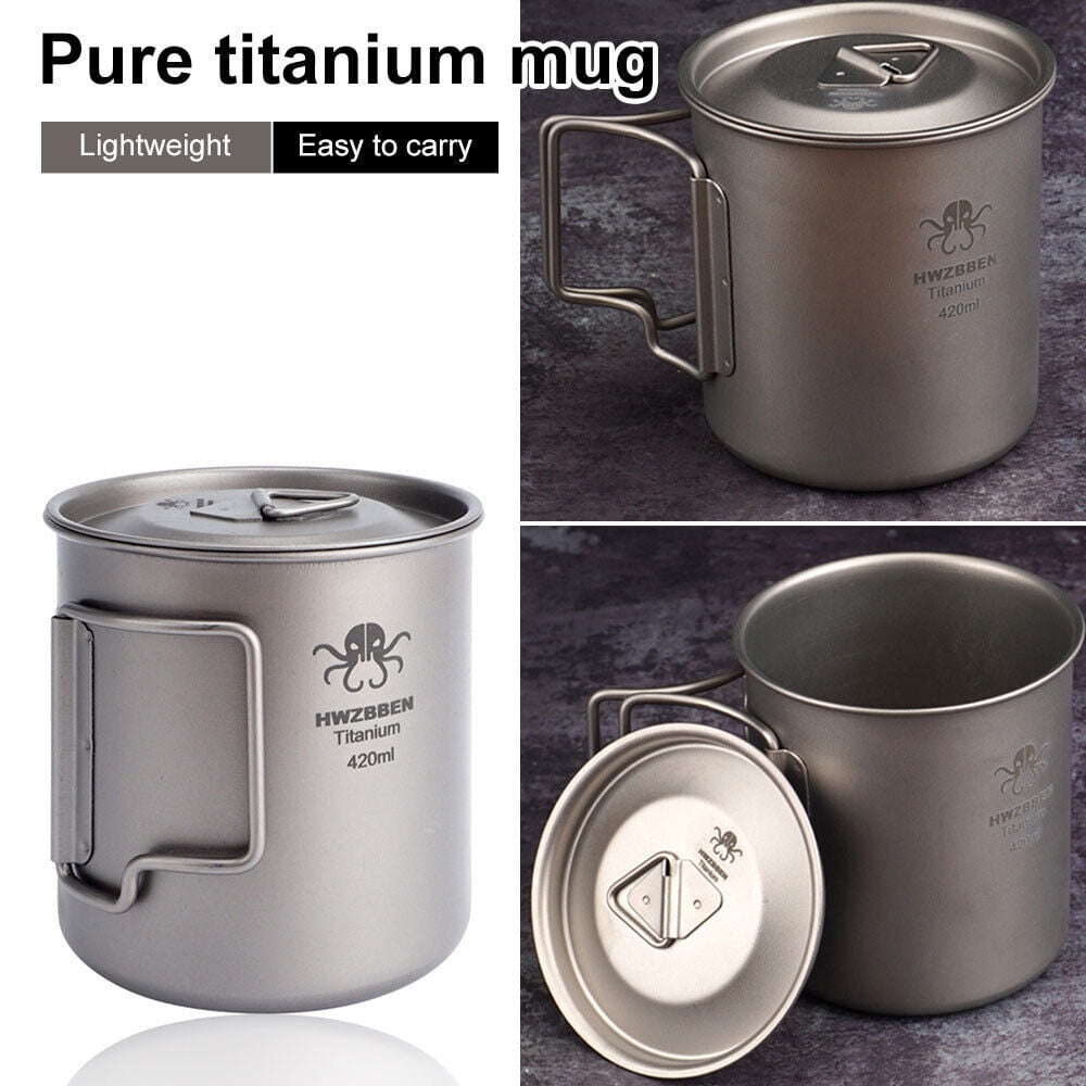 Ultralight 420ml Titanium Pot Titanium Water Mug Cup With Lid ...