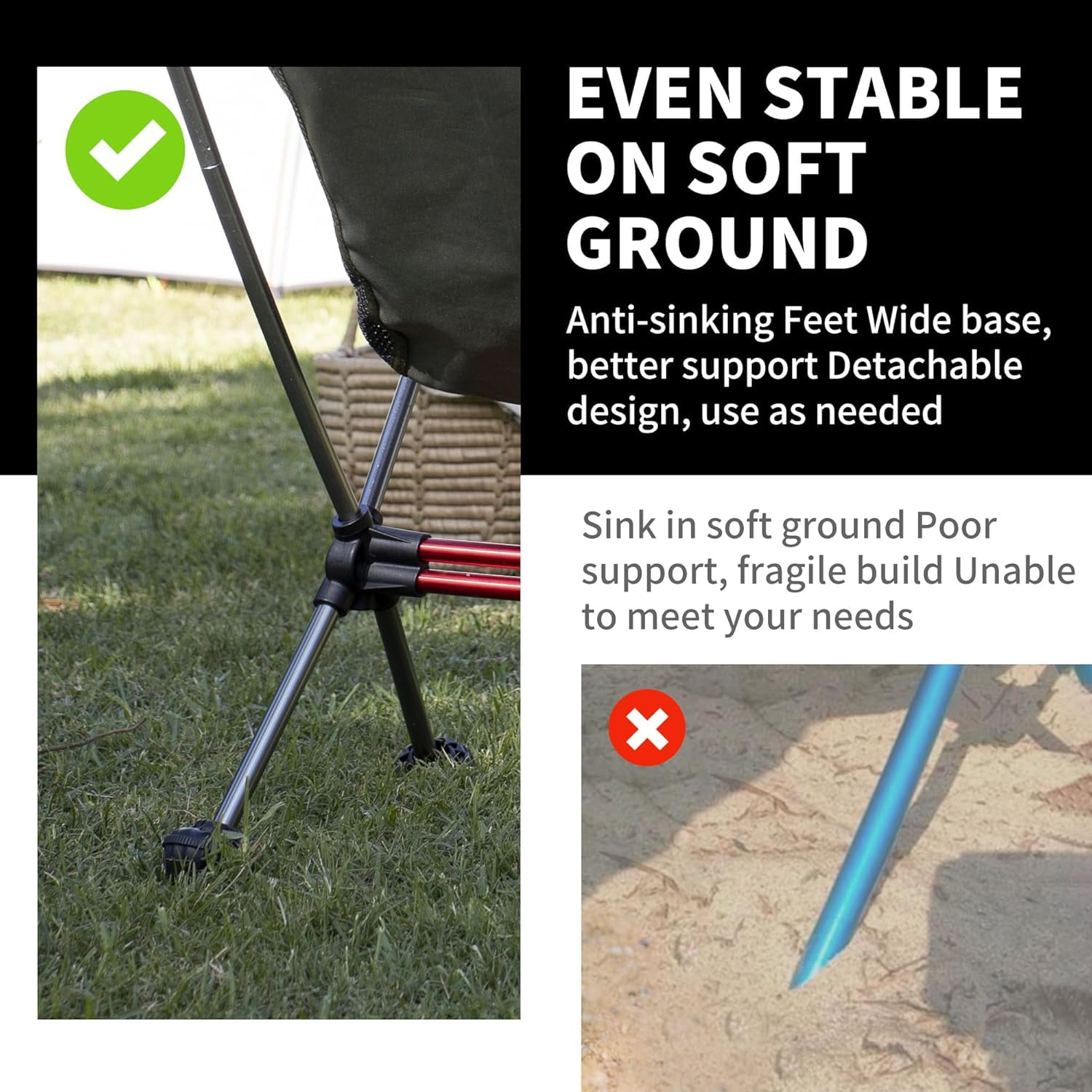 Ultralight Camping Chair, 2.12 LBS Portable Backpacking Chair with ...