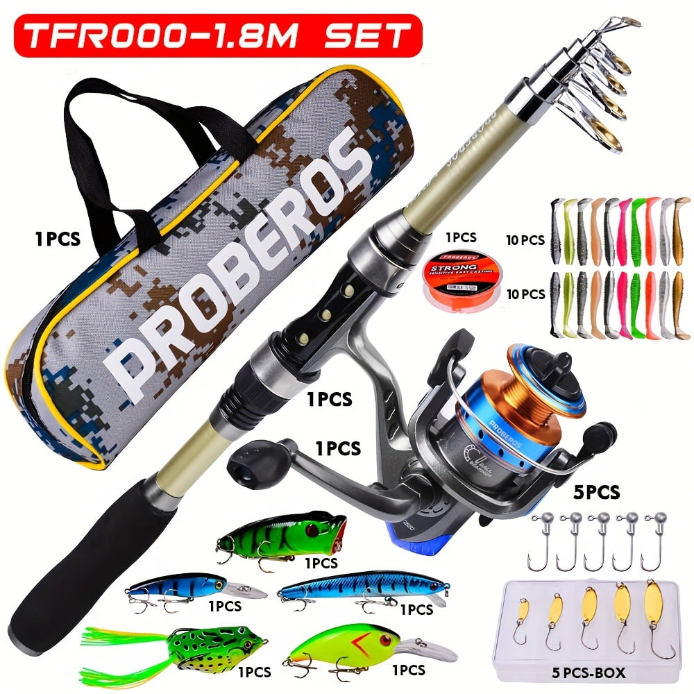 Ultralight Carbon Fishing Rod Set with Spinning Wheel and Long Cast ...