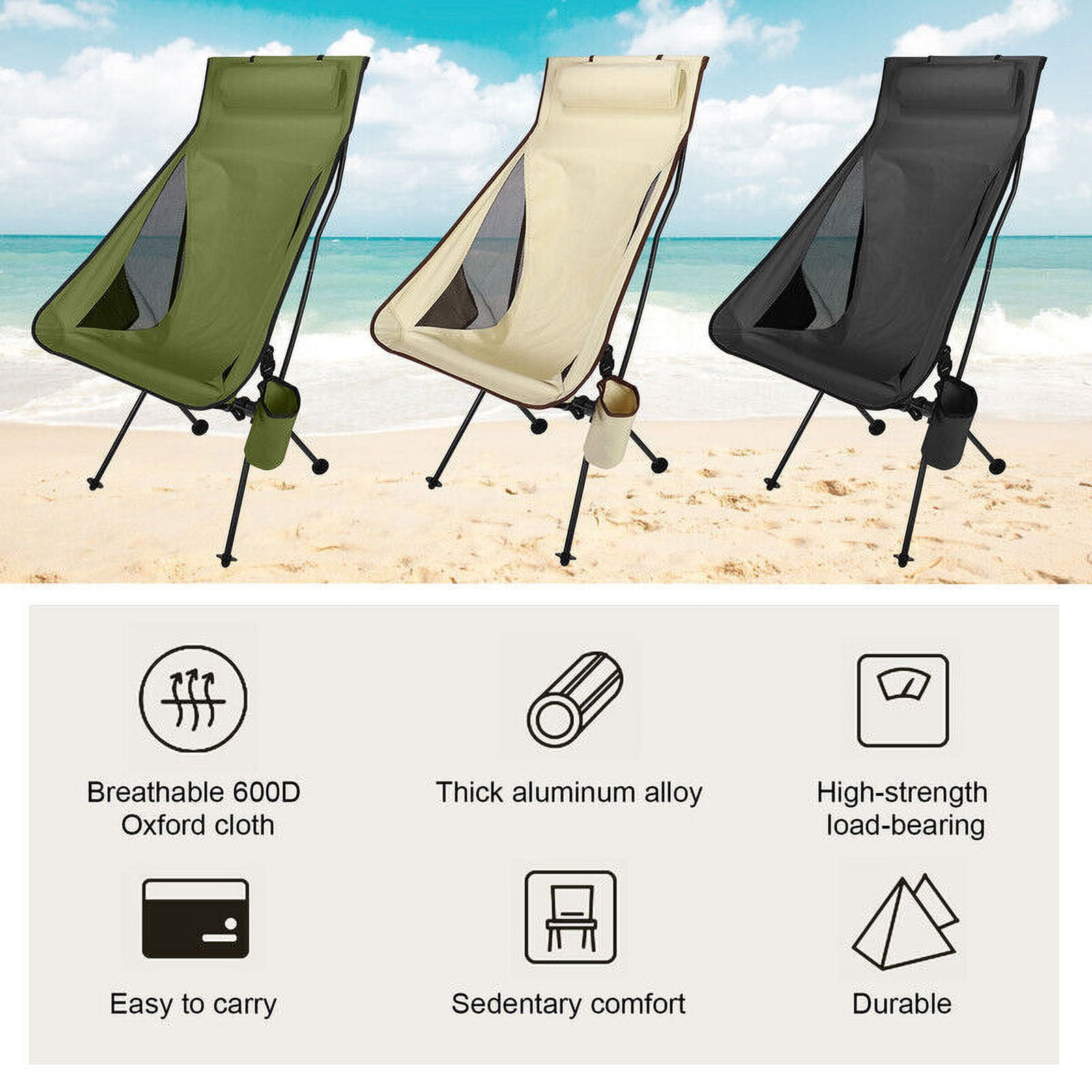 Ultralight Folding Backpacking Camping Chair Portable High Back with ...