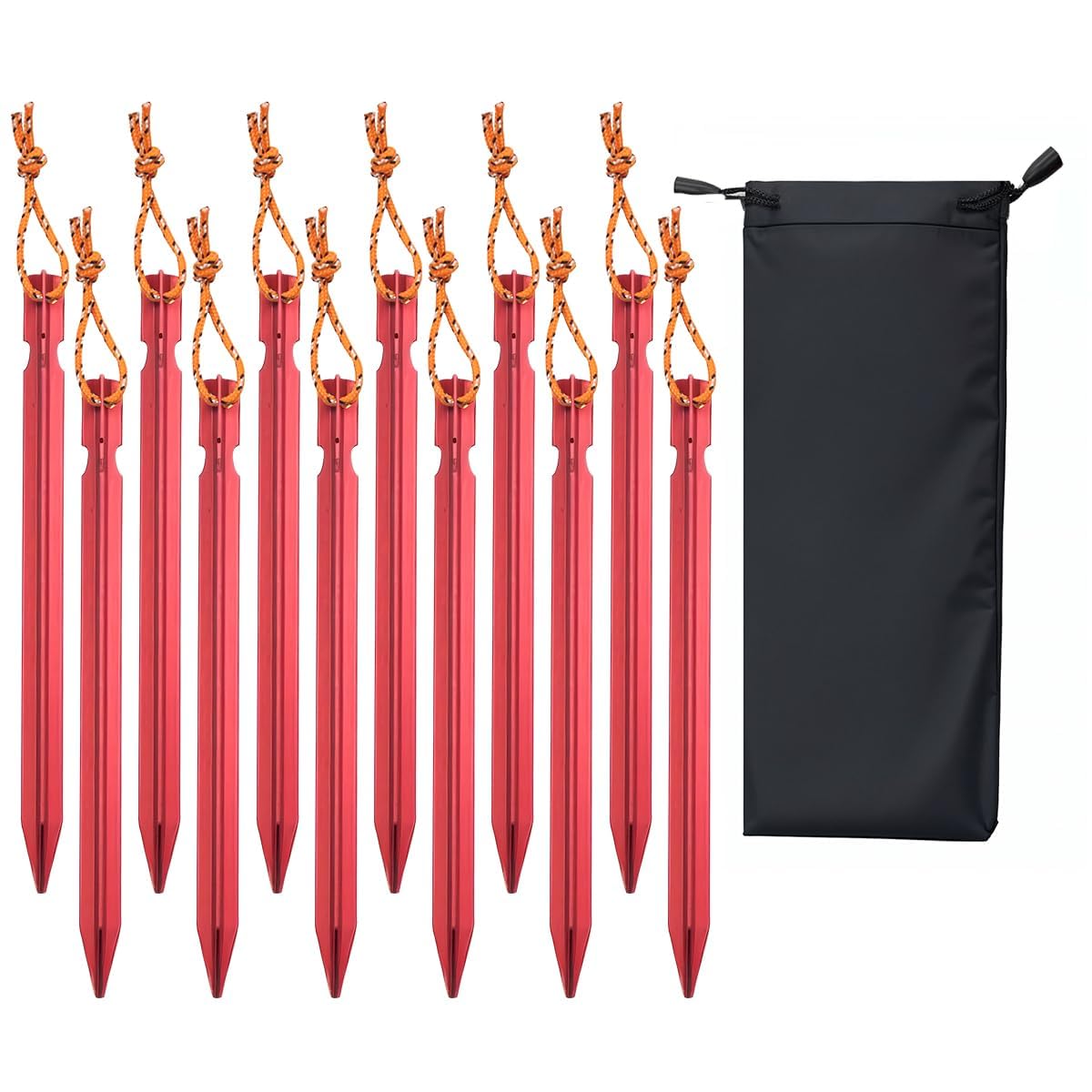 Ultralight aluminum tent stakes 12 pack, 7 inch heavy duty tri beam ...