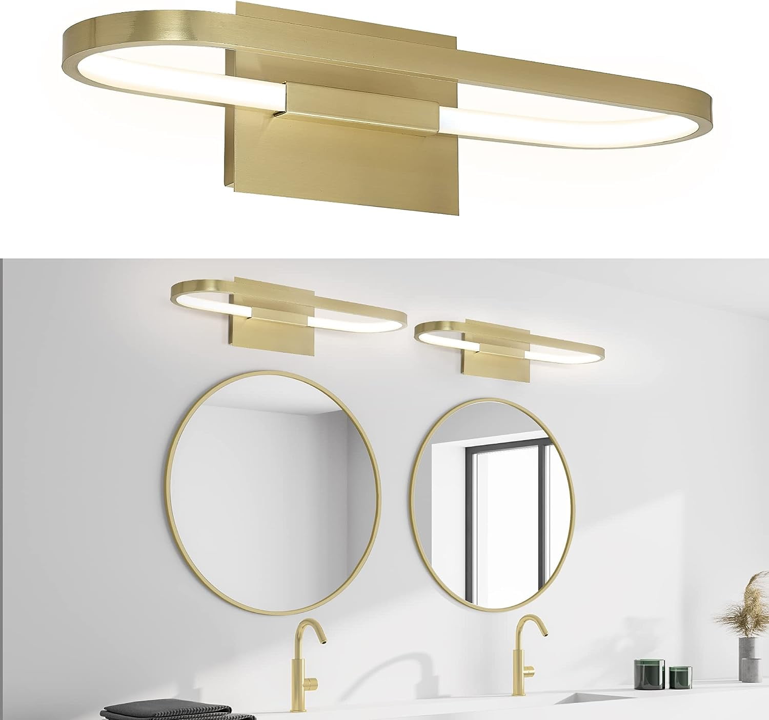Ultralux Modern Hoop Edge Lit LED Vanity Light - 20 Inch Wall Mounted ...