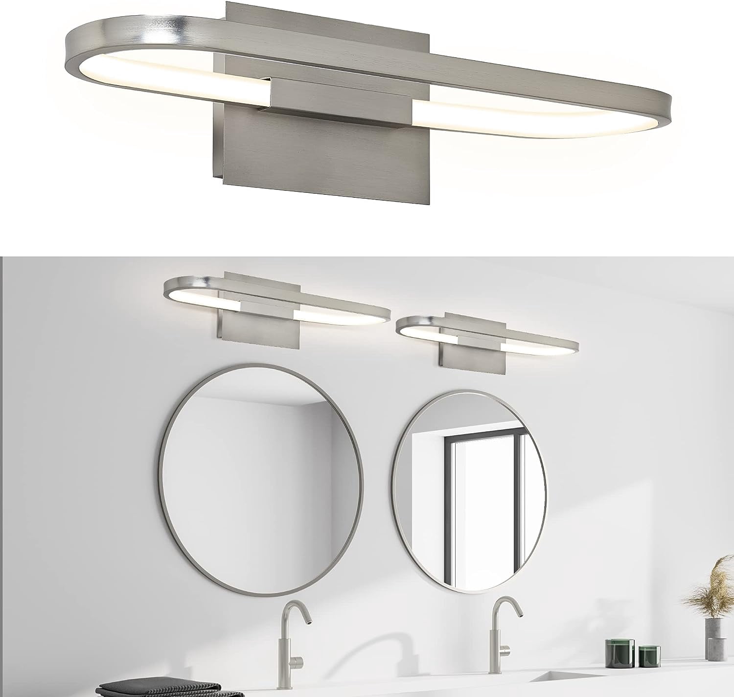 Ultralux Modern Hoop Edge Lit LED Vanity Light - 20 Inch Wall Mounted ...