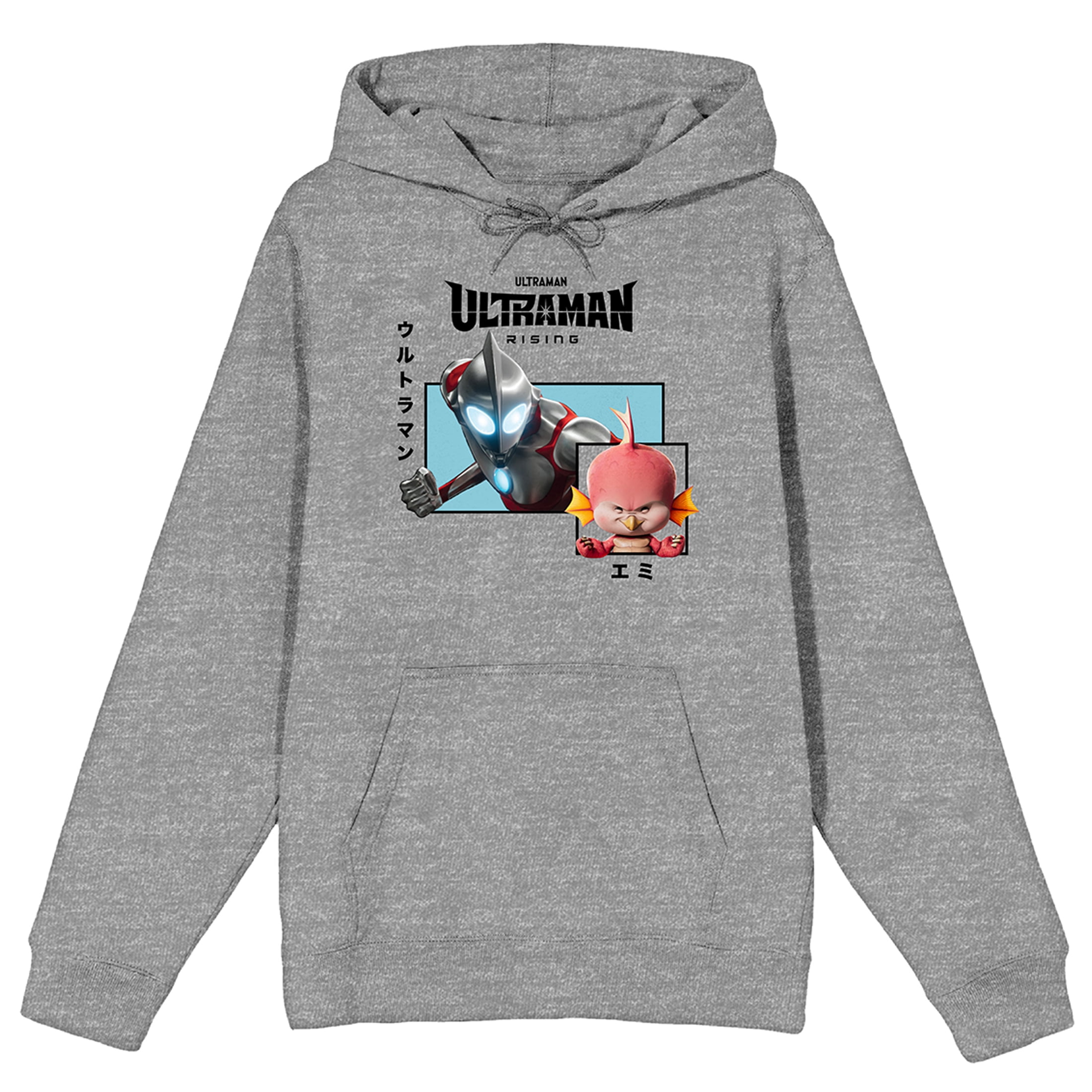 Ultraman: Rising Emi & Ultraman Adult Gray Heather Long Sleeve Hooded ...