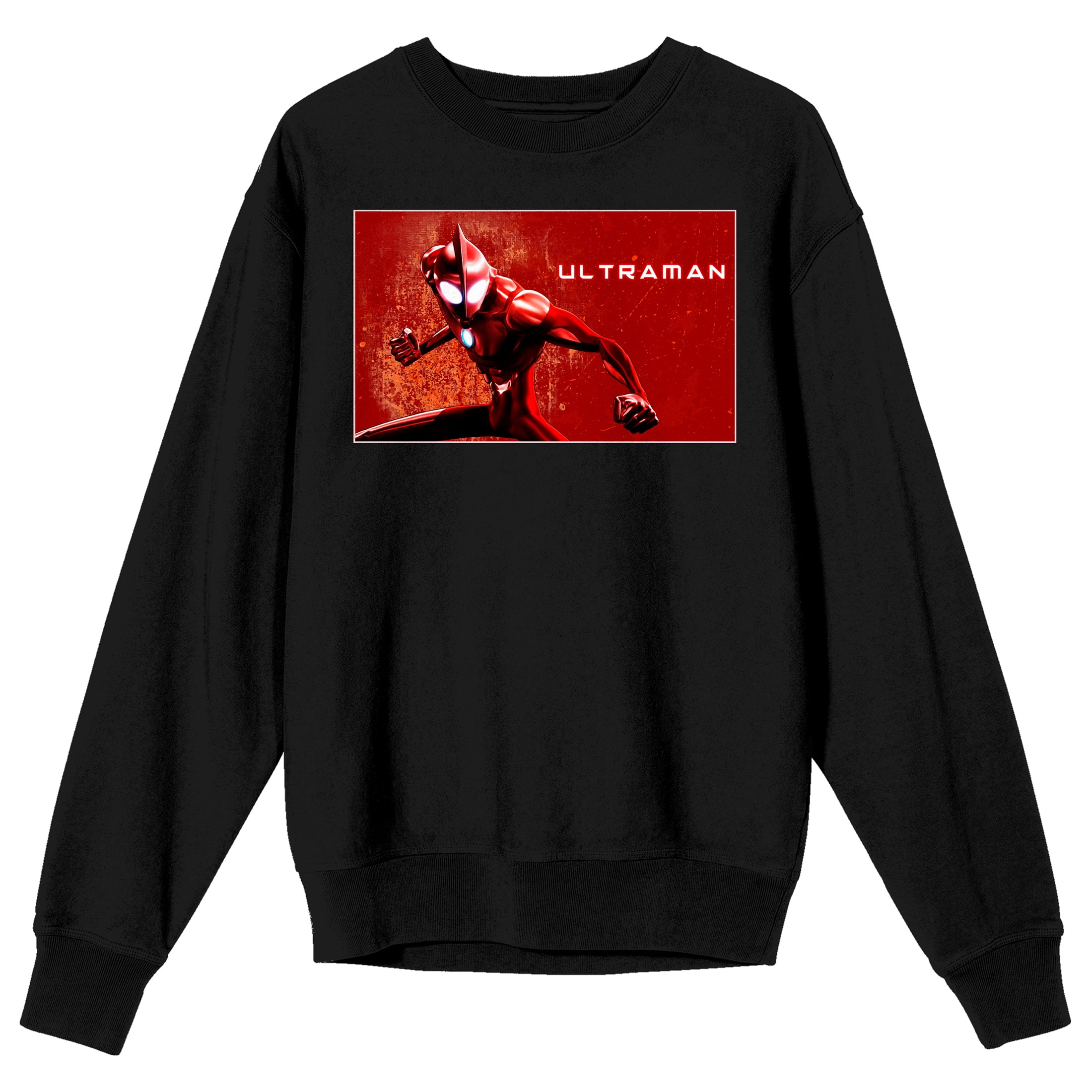 Ultraman Rising Ken Sato Hero Pose Crew Neck Long Sleeve Black Adult ...