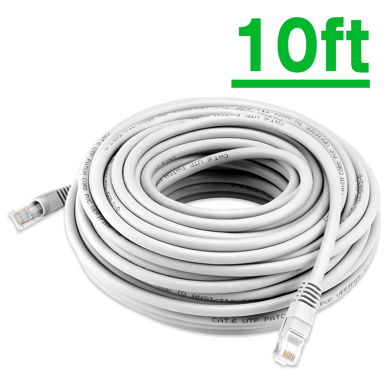 Ultrapoe Cat6 Ethernet Cable 2 Pack 10ft RJ45 Network Cord Internet UTP ...