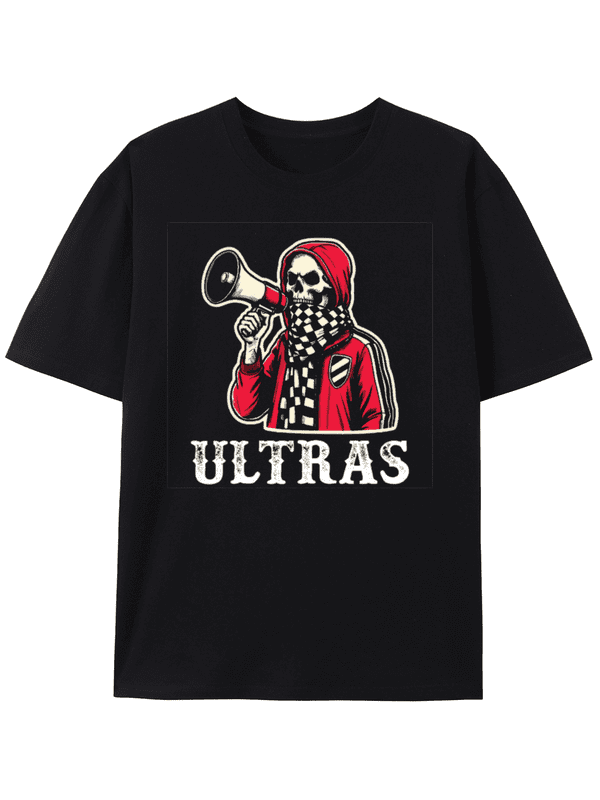 Ultras Skull with Megaphone Black T-shirt - Walmart.com