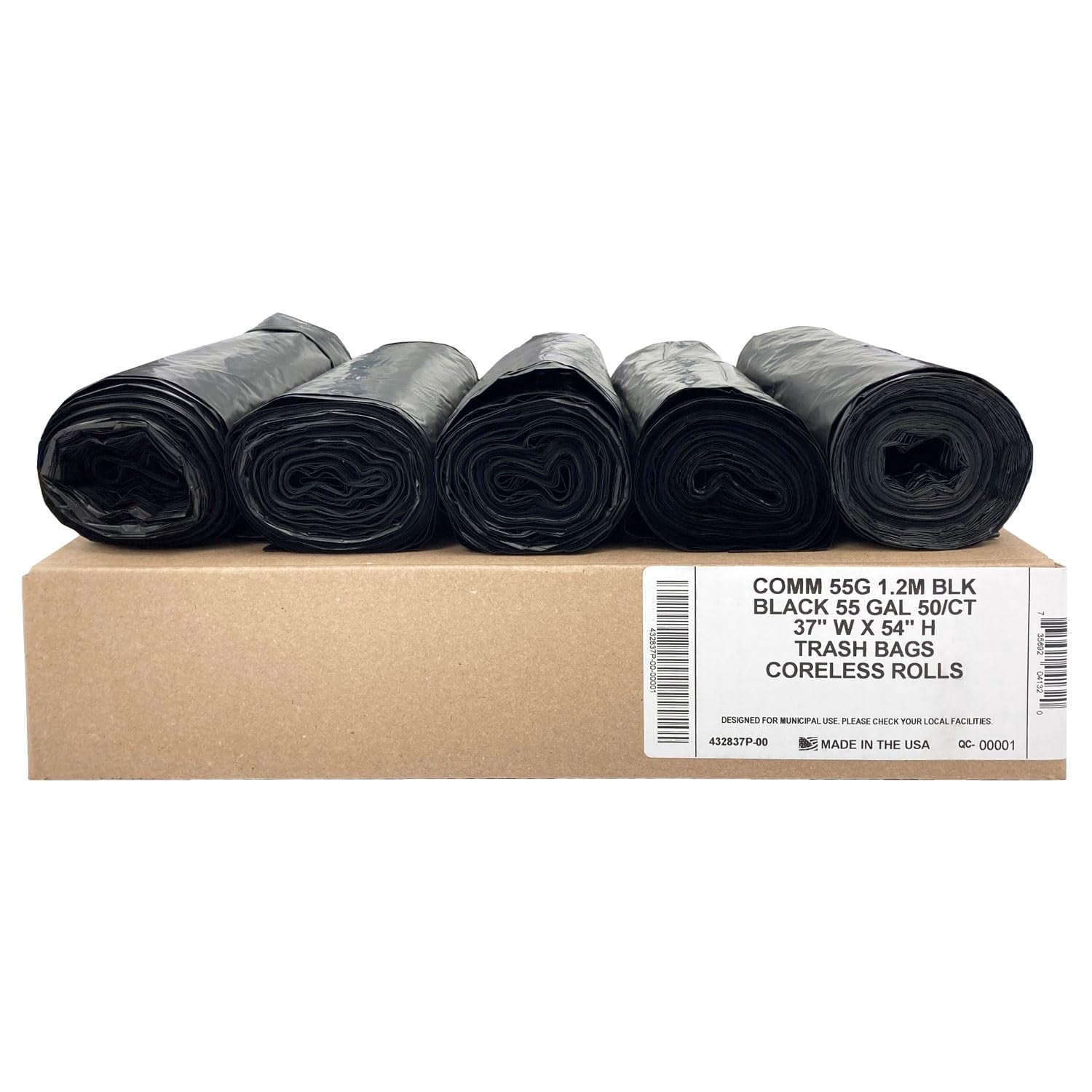 Ultrasac Heavy Duty 55 Gallon Black Trash Bags - (Value 50 Pack) - 1.5 ...