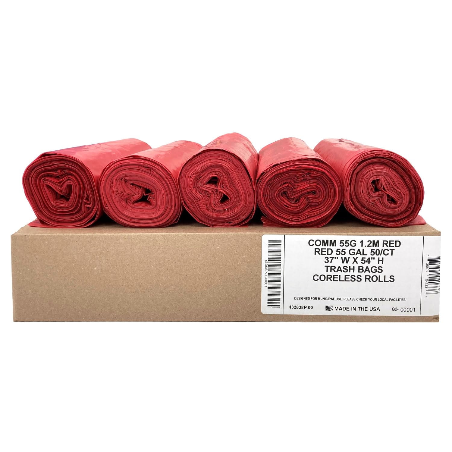 Ultrasac Heavy Duty 55 Gallon Red Trash Bags - (Value 50 Pack) - 1.5 ...