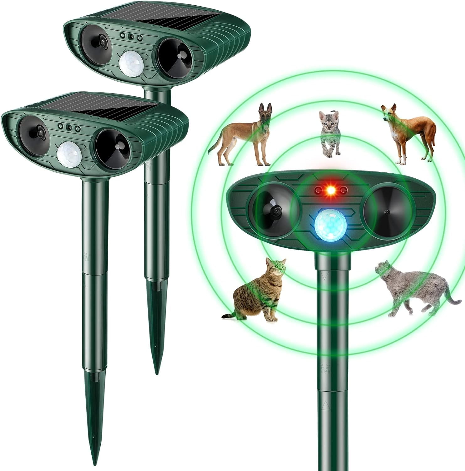 Ultrasonic Animal Repellent Outdoor Solar Powered Pest Repeller Motion ...
