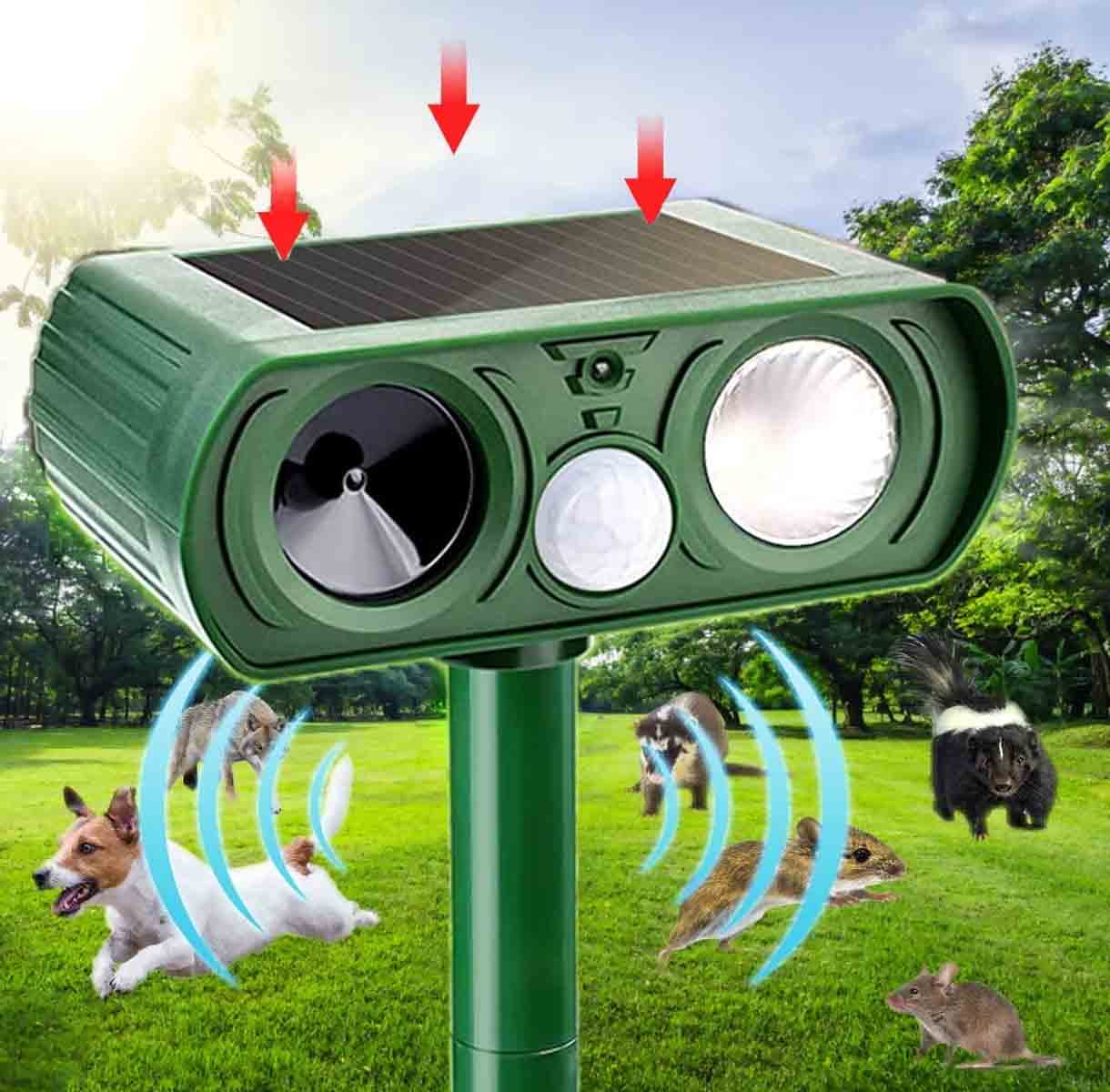 Waterproof Ultrasonic Insect & Pest Repellent with Motion Sensor LED ...