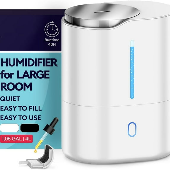 Ultrasonic Cool Mist Humidifier for Bedroom, Large Rooms, Home, 4L ...