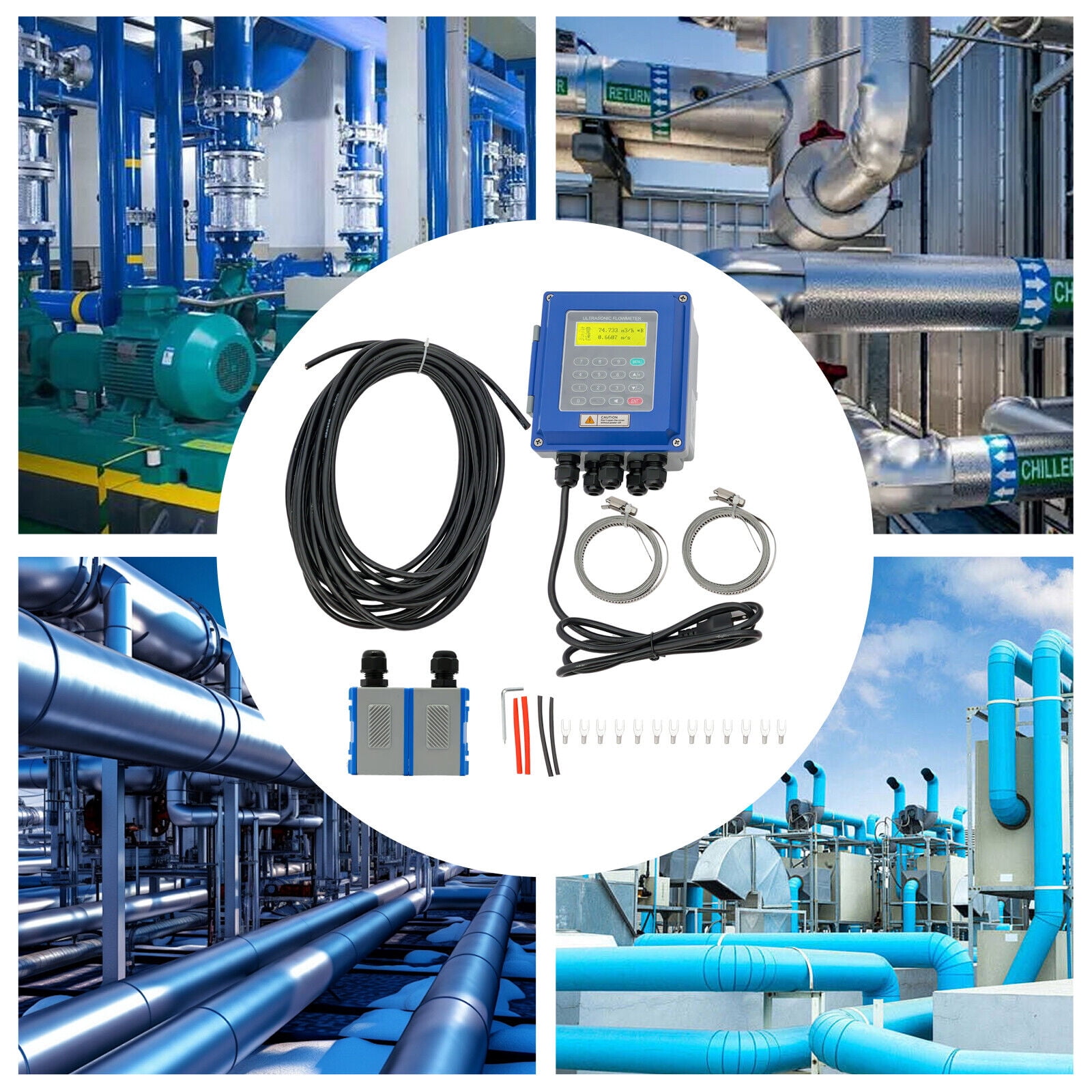 Ultrasonic Flow Meter TUF-2000B+TM-1 DN50~DN700m Fixed Clamp on ...