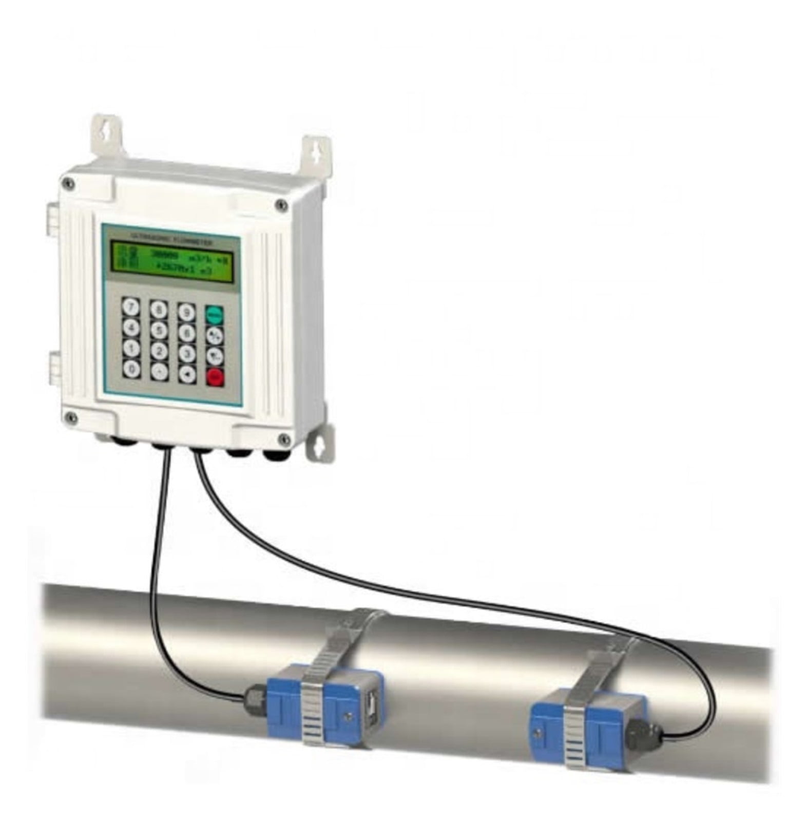 Ultrasonic Flowmeter With LCD Digital Display Wall-mounted Digital Flow Meter TUF-2000SW TM-1 ...