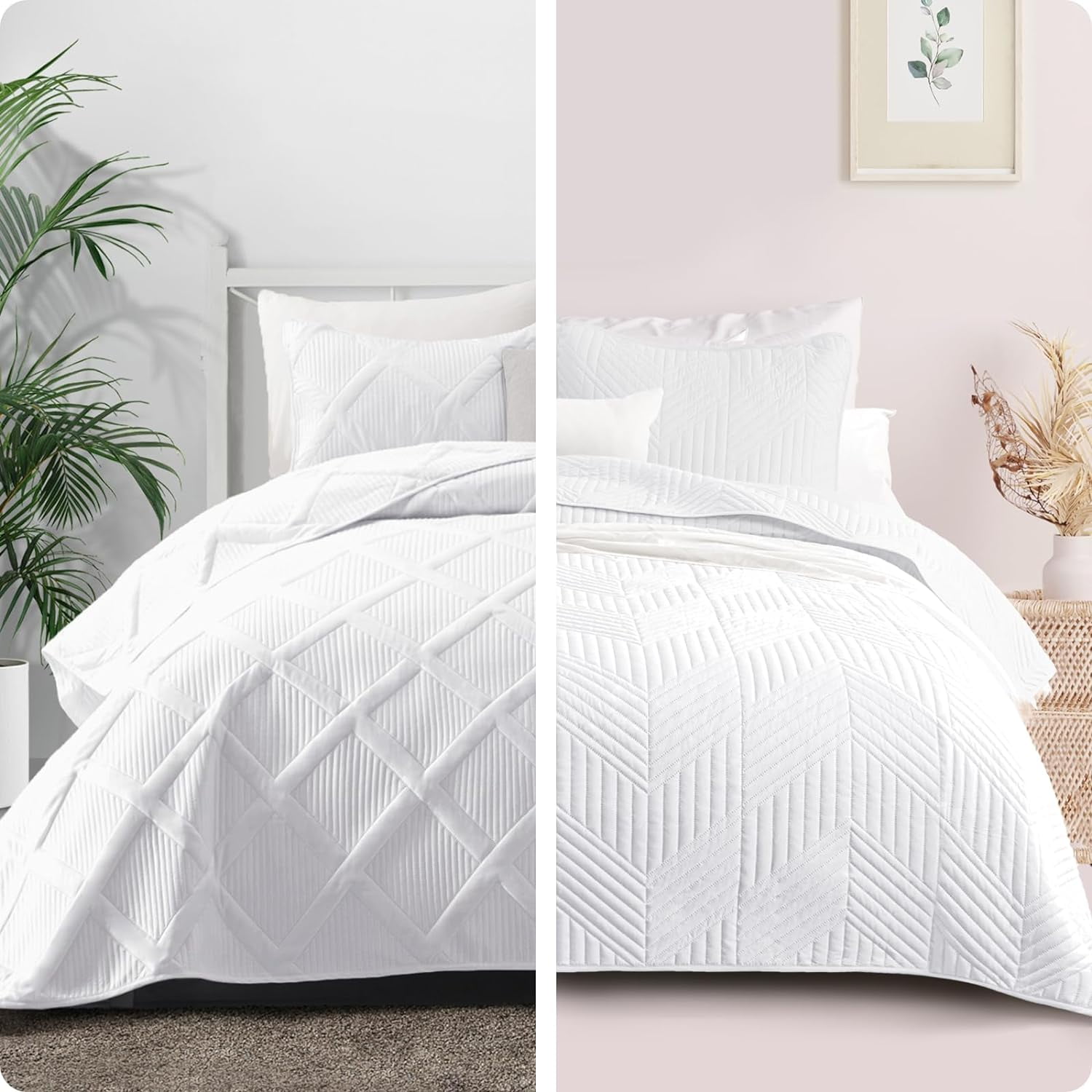 Ultrasonic Full Queen Quilt Bedding Set and Modern Geometric Quilt Set ...