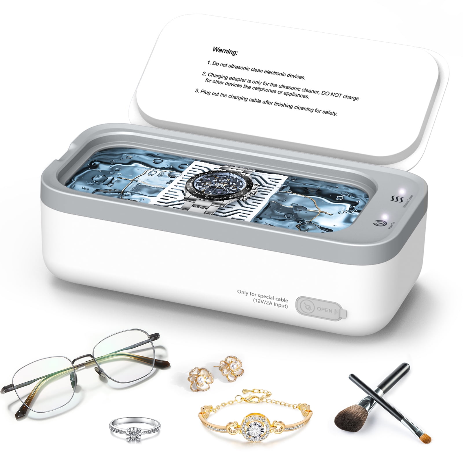 Ultrasonic Jewelry Cleaner- 45Khz Stainless Steel of 17Oz, for Denture ...