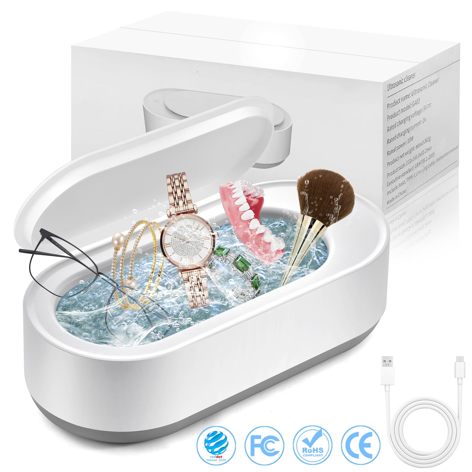 Adoonk Ultrasonic Jewelry Cleaner-12oz 45KHz, Low Noise Energy ...