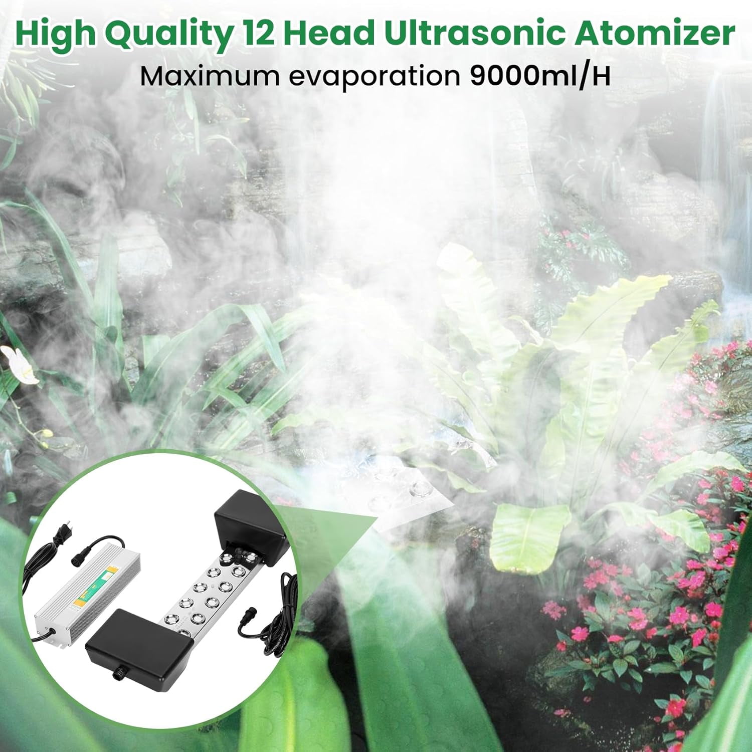 Ultrasonic Mist Maker 12 Head,Add Replacement Atomizer Heads,400W Power ...