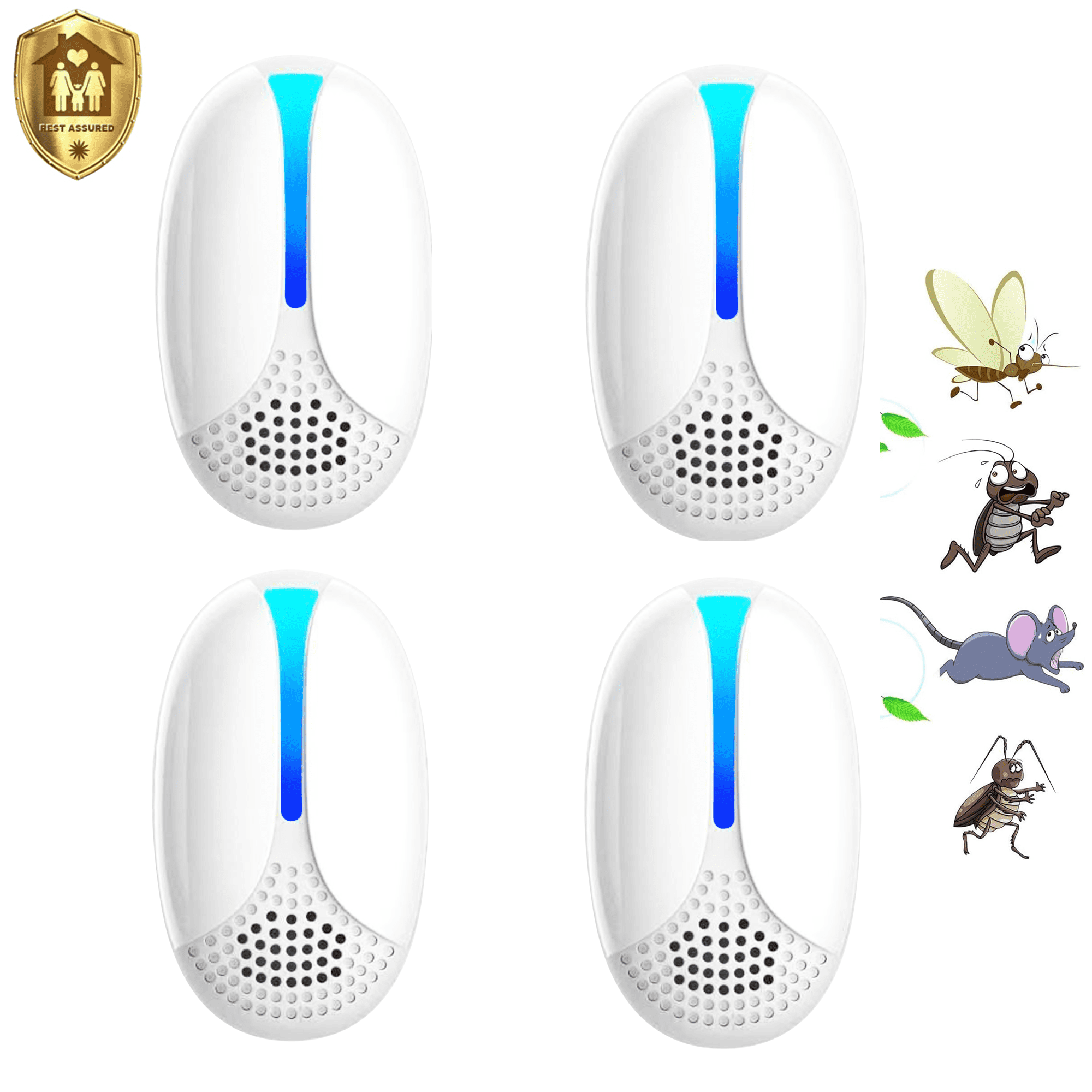 Ultrasonic Pest Control Repeler Indoor, 4 Packs Electric Pest Repeler ...