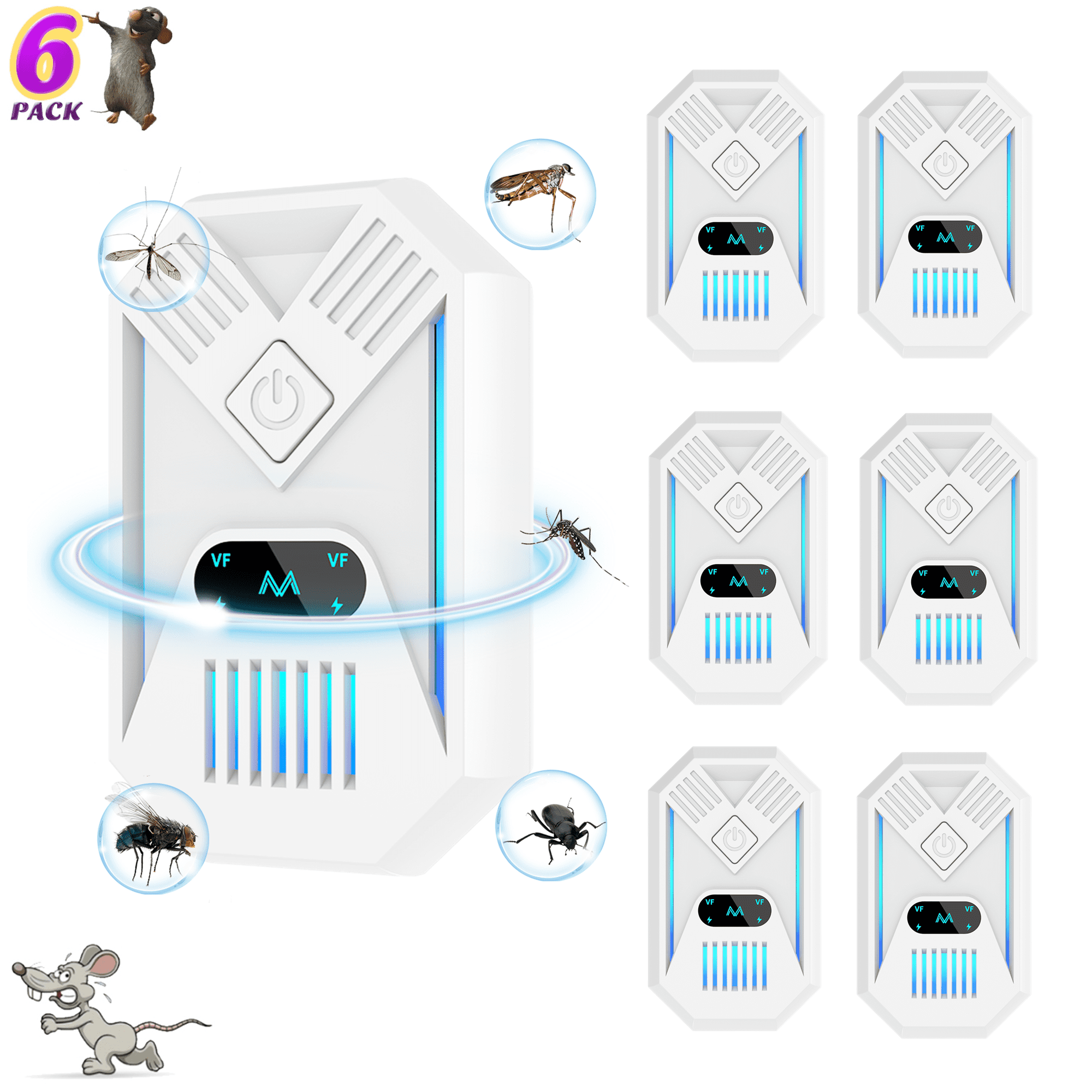 Ultrasonic Pest & Insect Repeler, 6 Pack Electronic Pest Control Plug ...