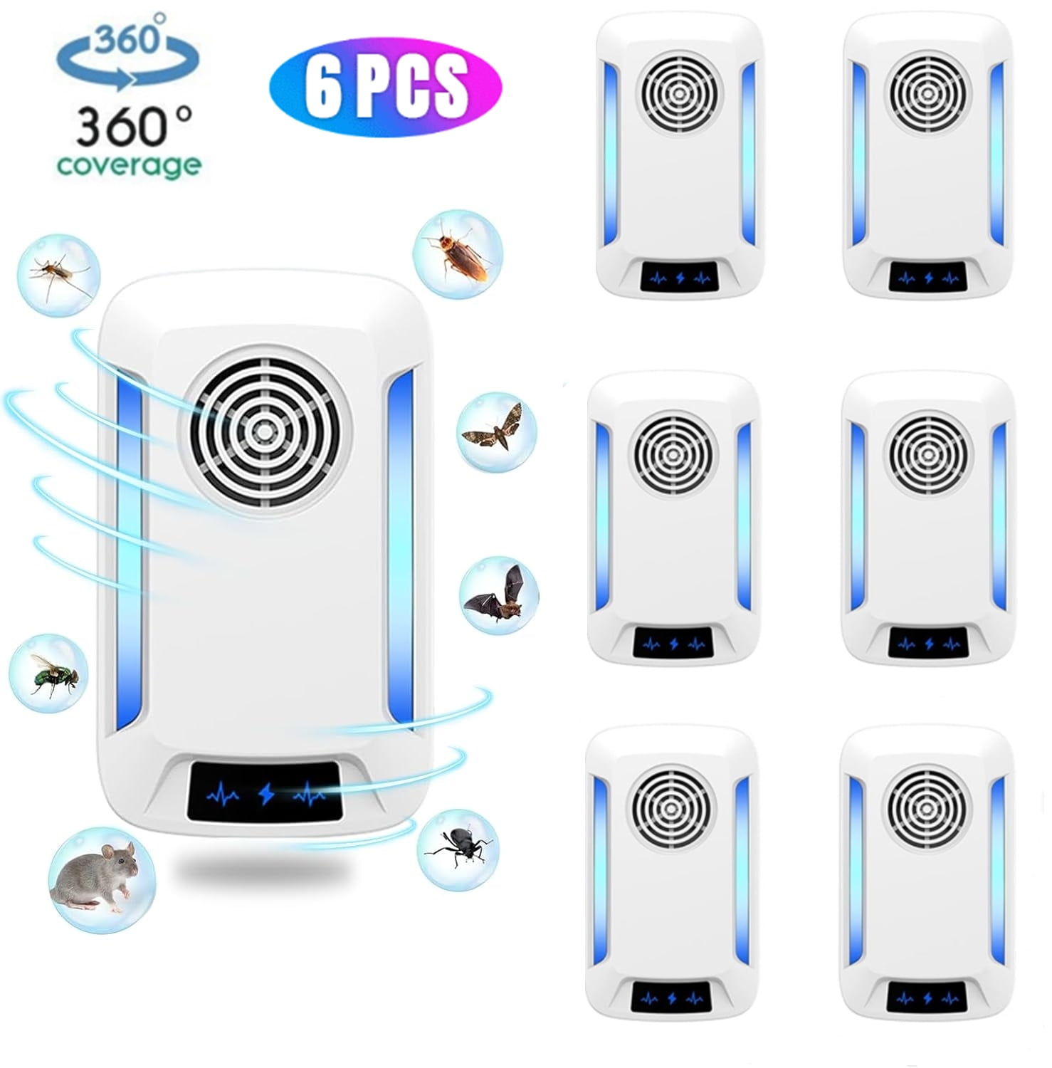 Ultrasonic Pest & Insect Repeler, 6 Pack Electronic Pest Control Plug ...