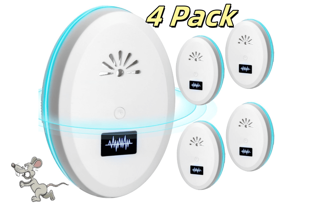 Ultrasonic Pest Mouse Repeller,4 Pack Rodent Mouse Rat Repellent,Spider ...