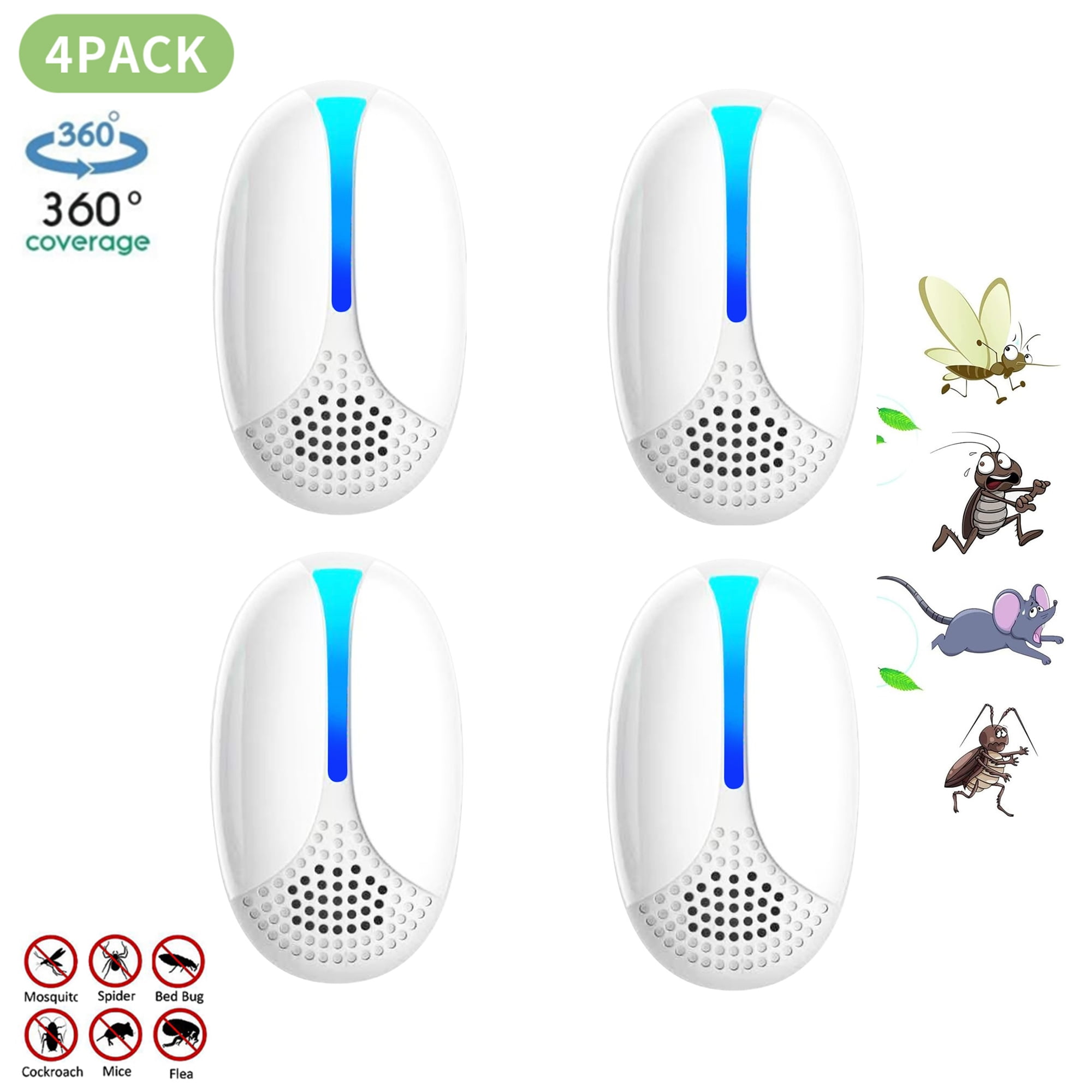 Ultrasonic Pest Repelent Indoor Insect Repeler, 4 Packs Pest Control ...