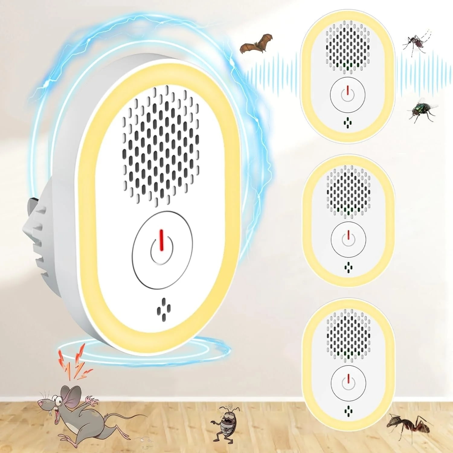 Ultrasonic Pest Repeler 4 Pack, Mouse Repelent Indoor Ultrasonic Plug ...
