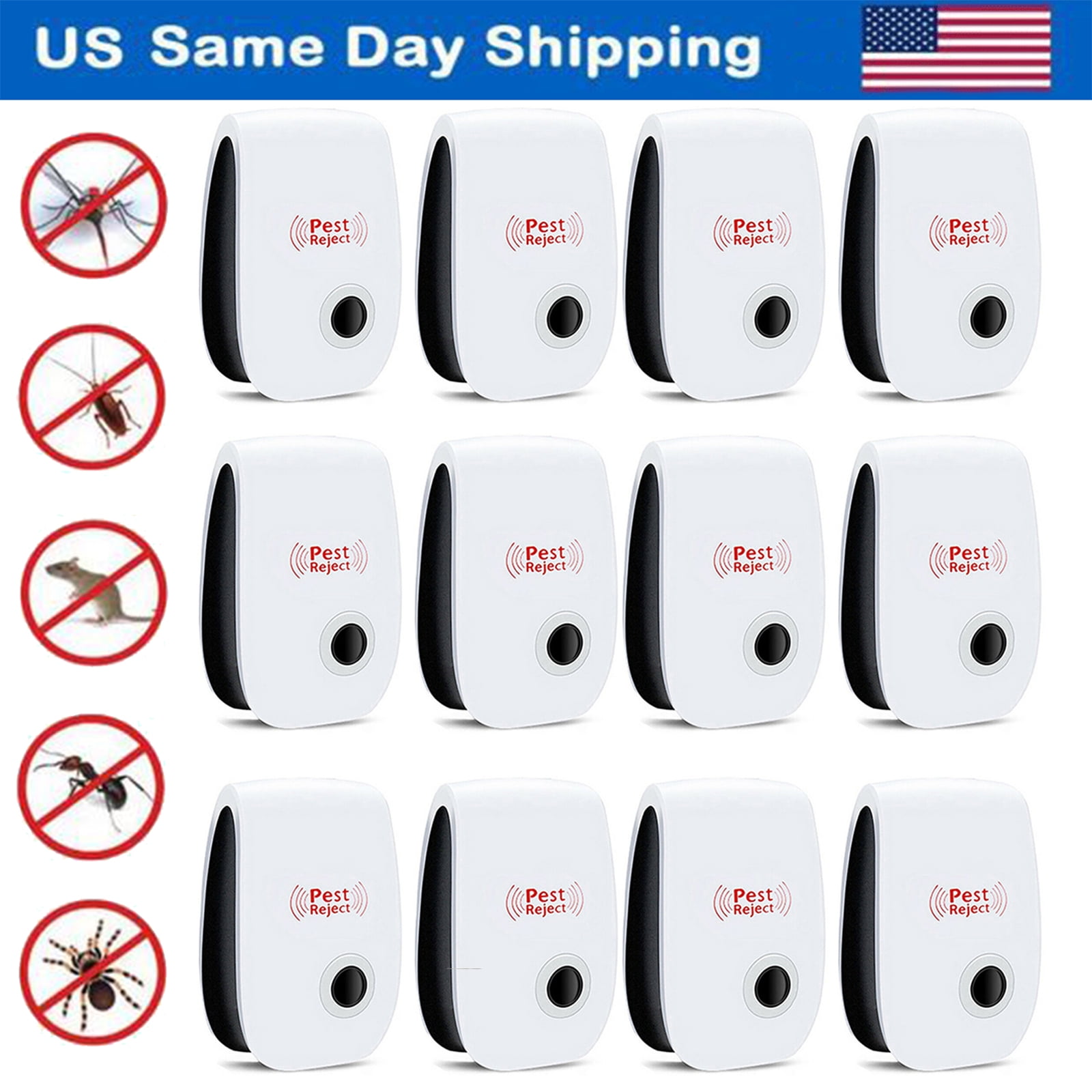 Ultrasonic Pest Repeller, 12 Pack Indoor Electric Sonic Control for ...
