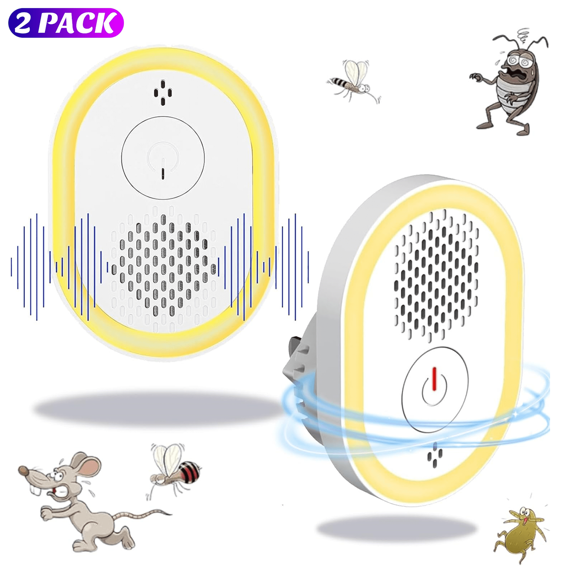 Ultrasonic Pest Repeller 2 Pack, Electronic Pest Repeller Control Plug ...