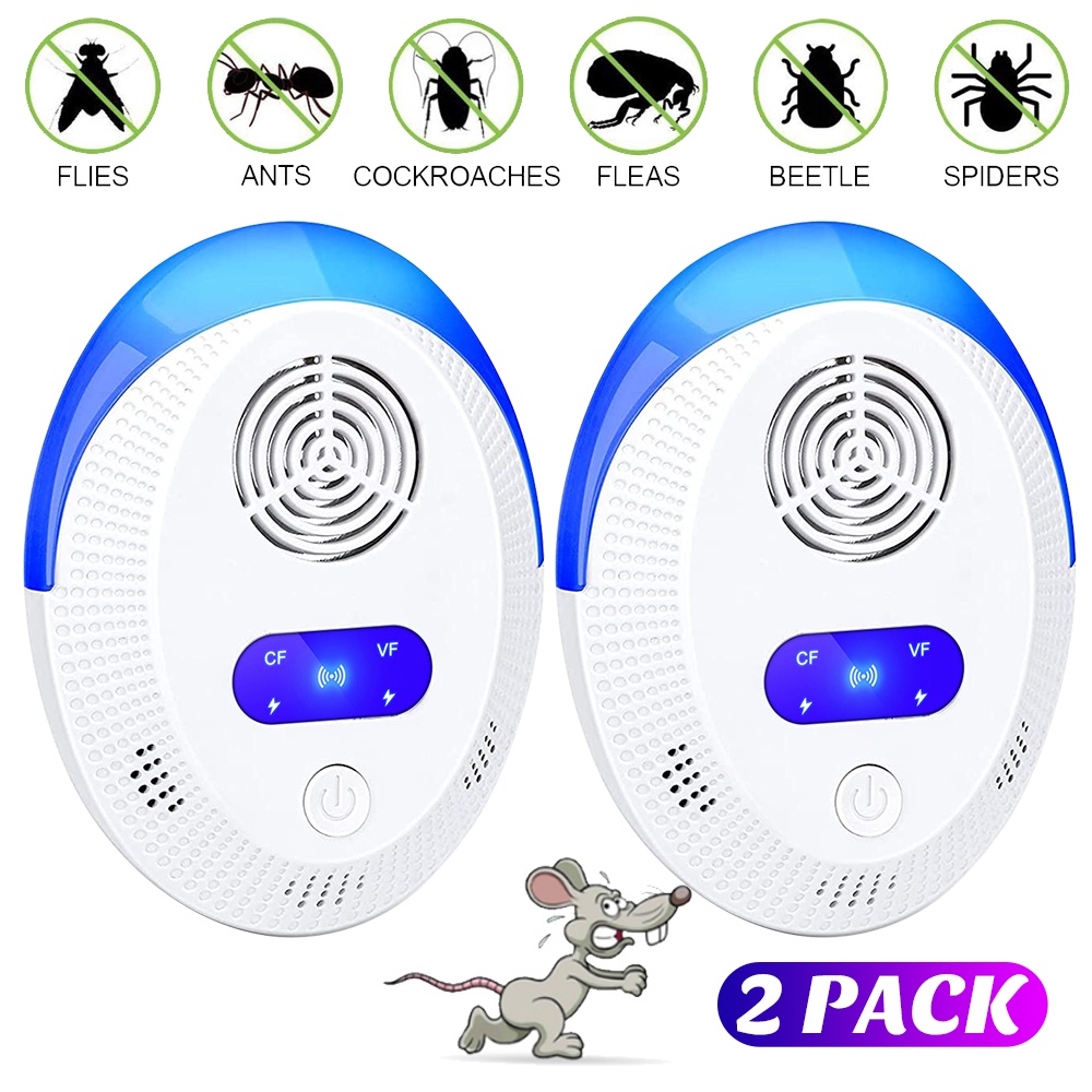 Ultrasonic Pest Repeller 2 Pack, Electronic Ultrasonic Pest Repellent ...