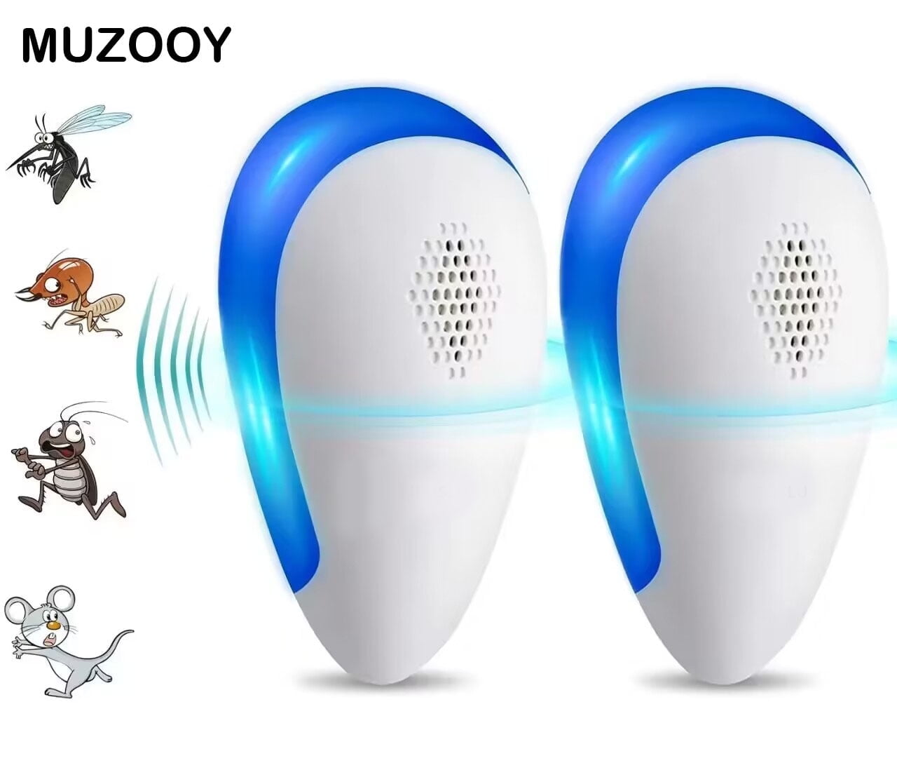 Ultrasonic Pest Repeller 2 Pack, Pest Repellent Bug Killer Cockroach ...