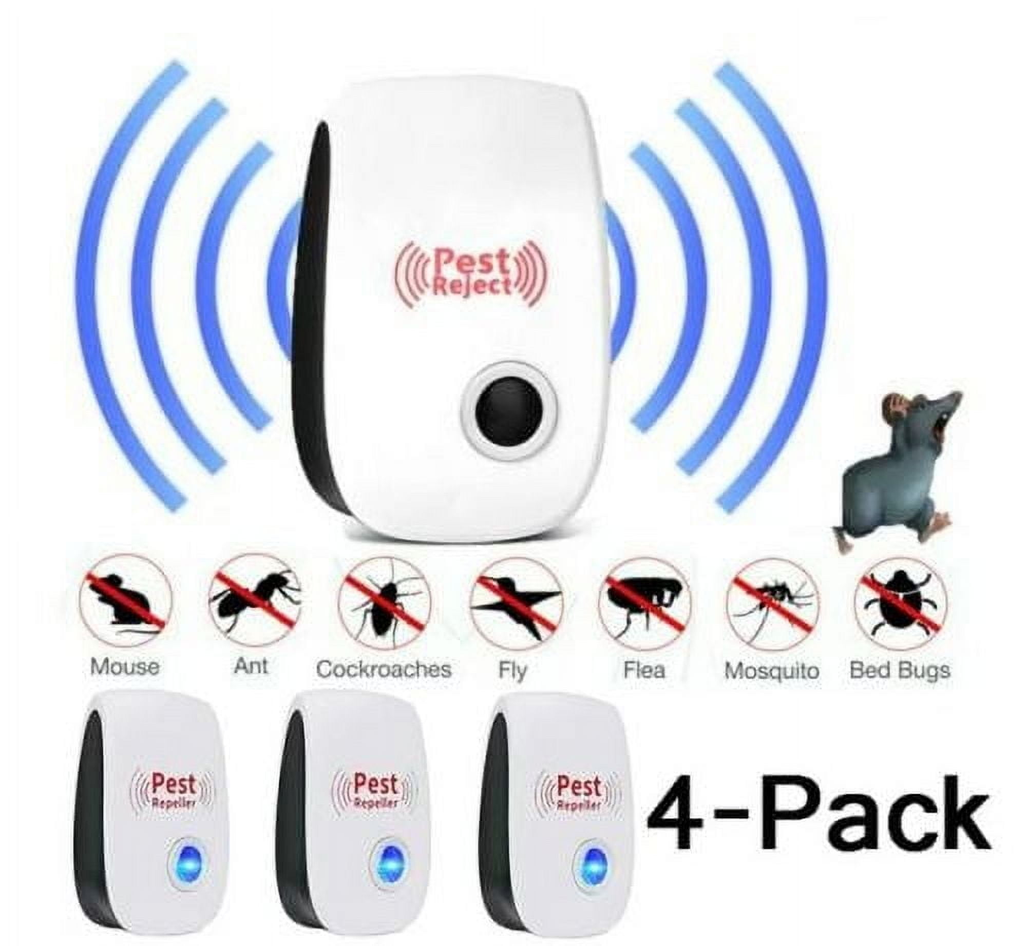 Ultrasonic Pest Repeller 4 Pack, Electronic Pest Repellents Ultrasonic ...